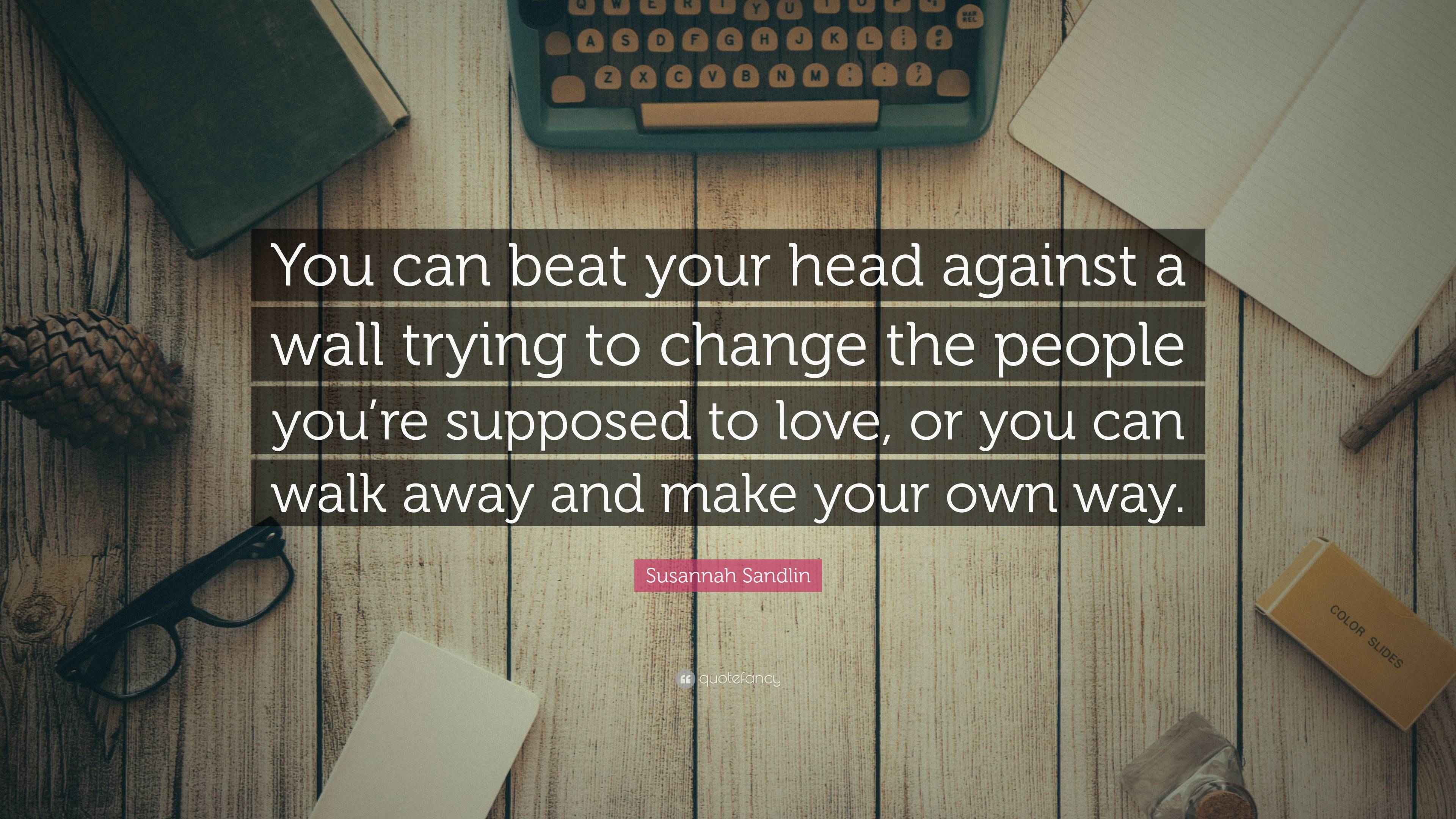 Susannah Sandlin Quote: “You can beat your head against a wall trying ...