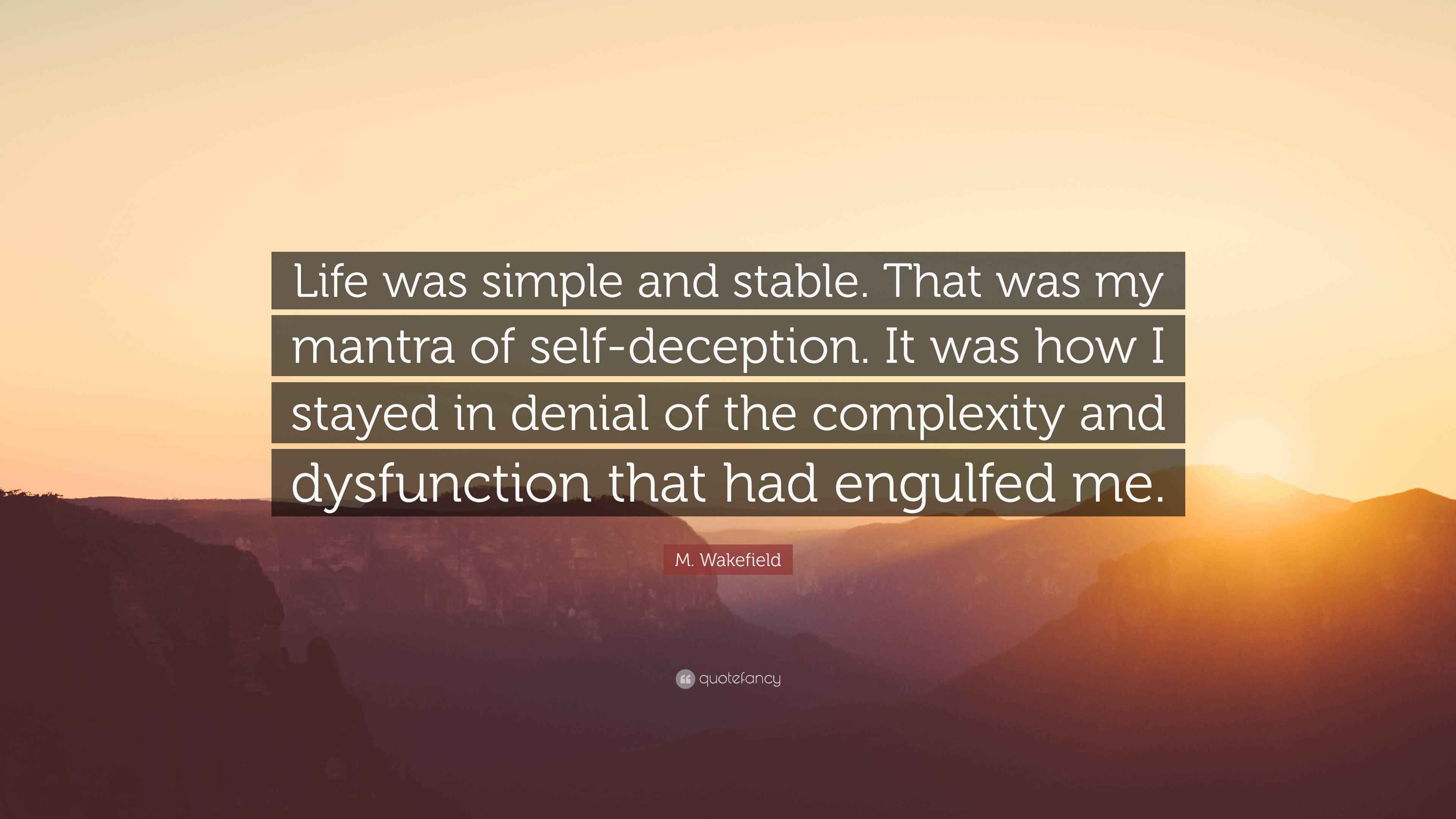 M. Wakefield Quote: “Life was simple and stable. That was my mantra of ...
