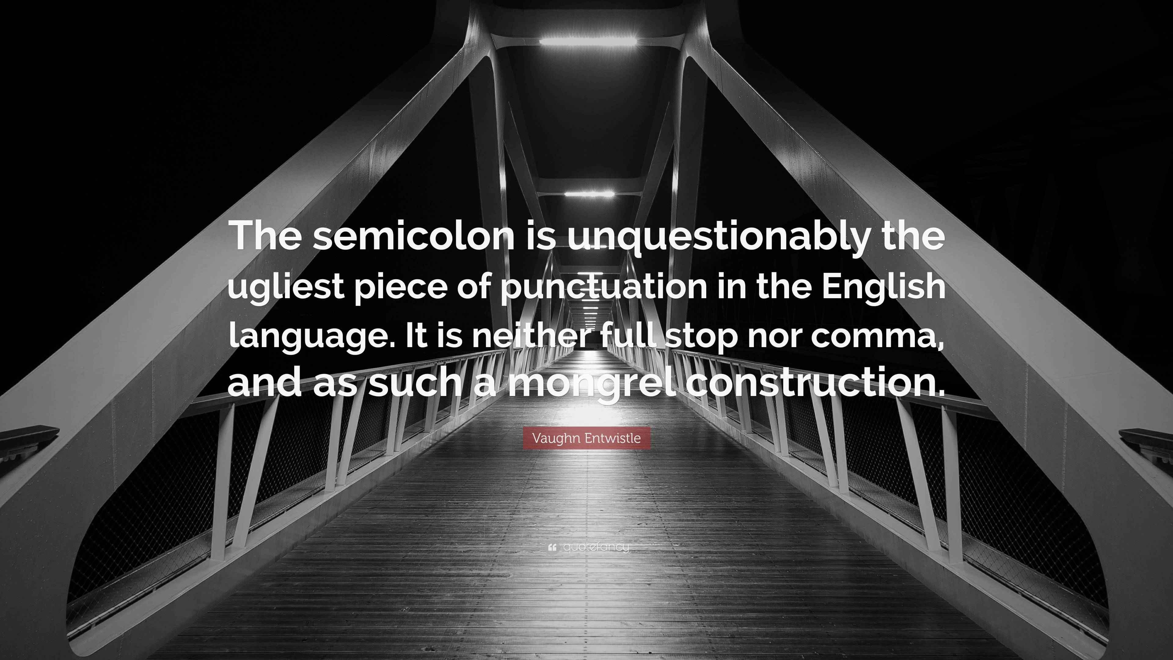 Vaughn Entwistle Quote: “The semicolon is unquestionably the ugliest ...