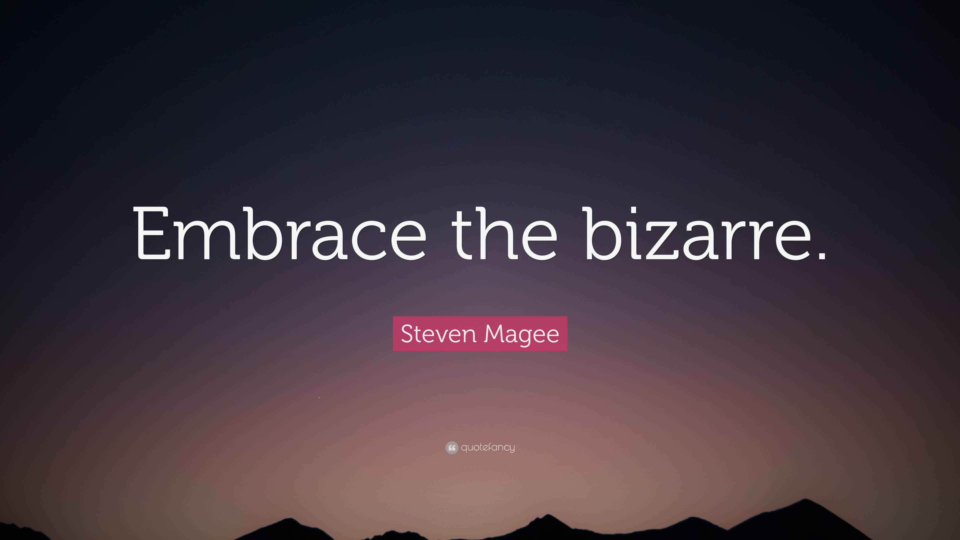 Steven Magee Quote: “Embrace the bizarre.”