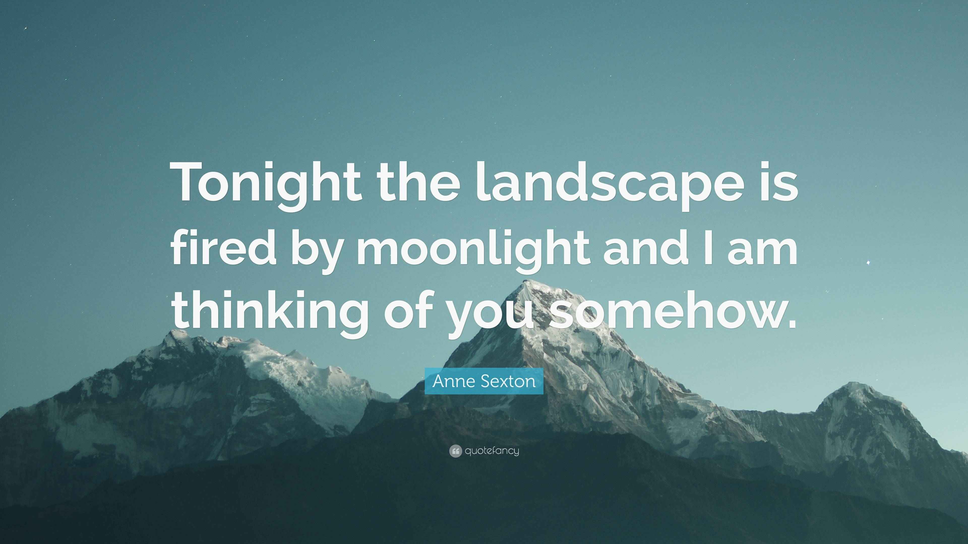 Anne Sexton Quote: “Tonight the landscape is fired by moonlight and I ...