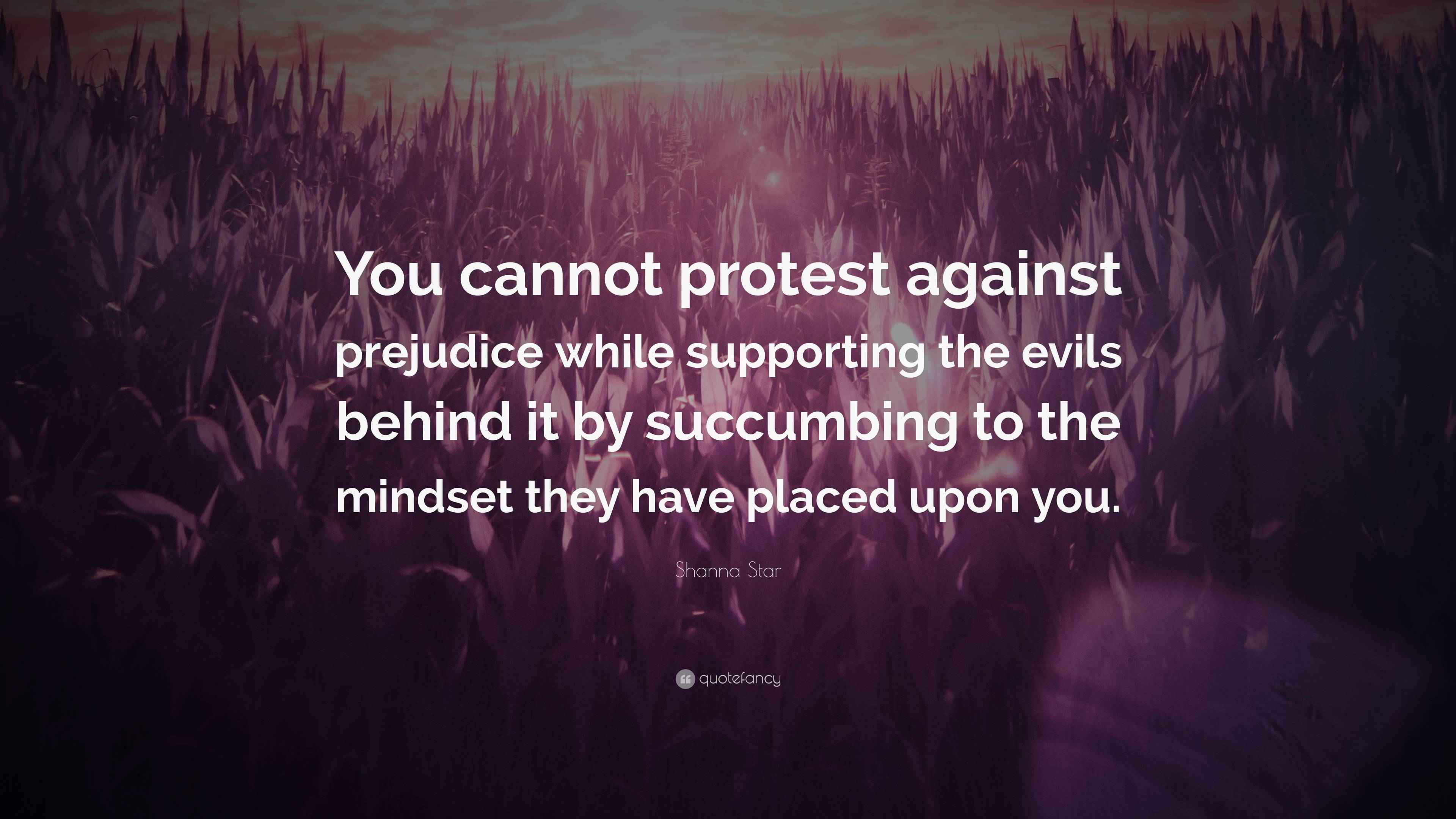 Shanna Star Quote: “You cannot protest against prejudice while ...