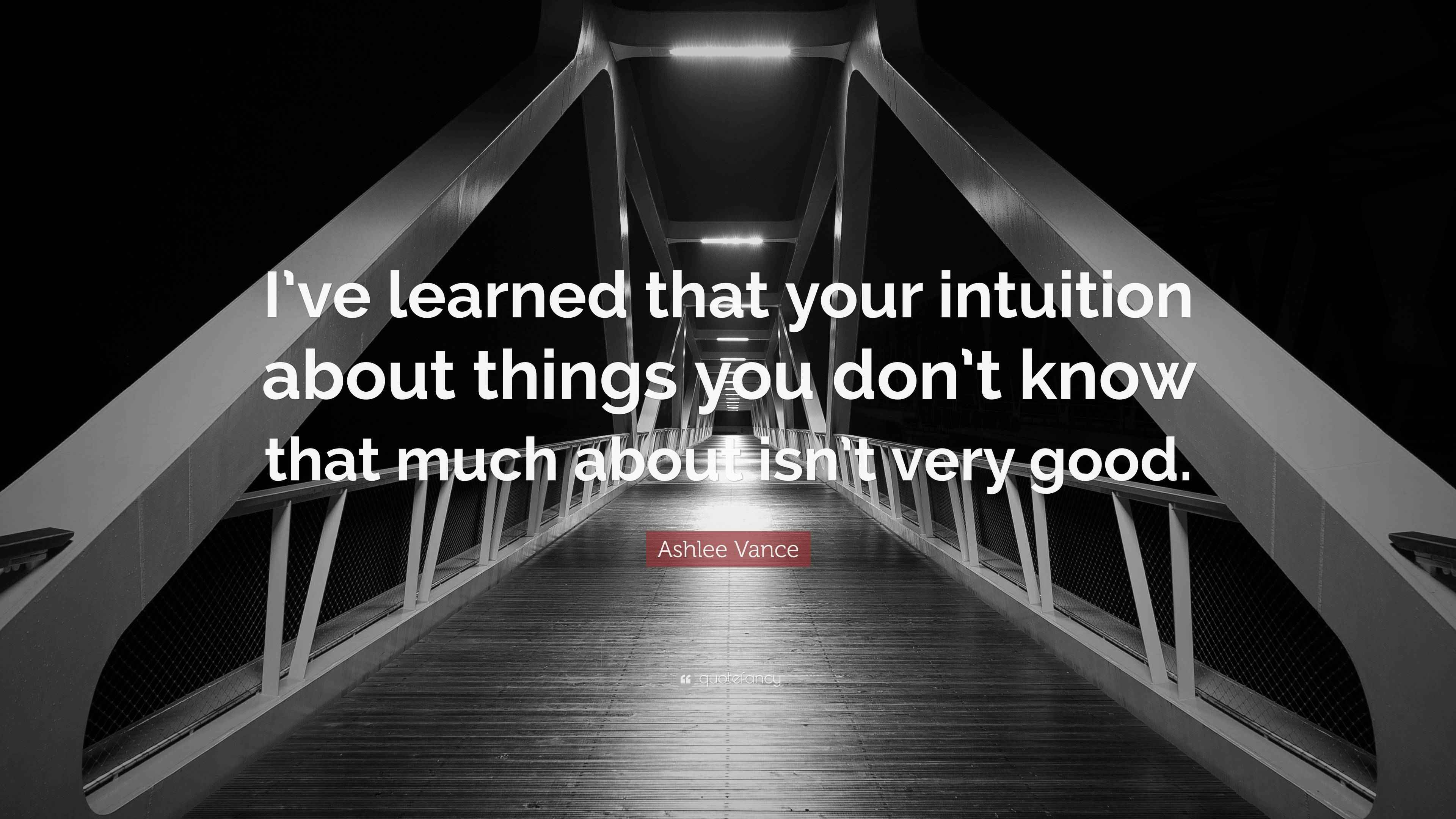 Ashlee Vance Quote: “I’ve learned that your intuition about things you ...
