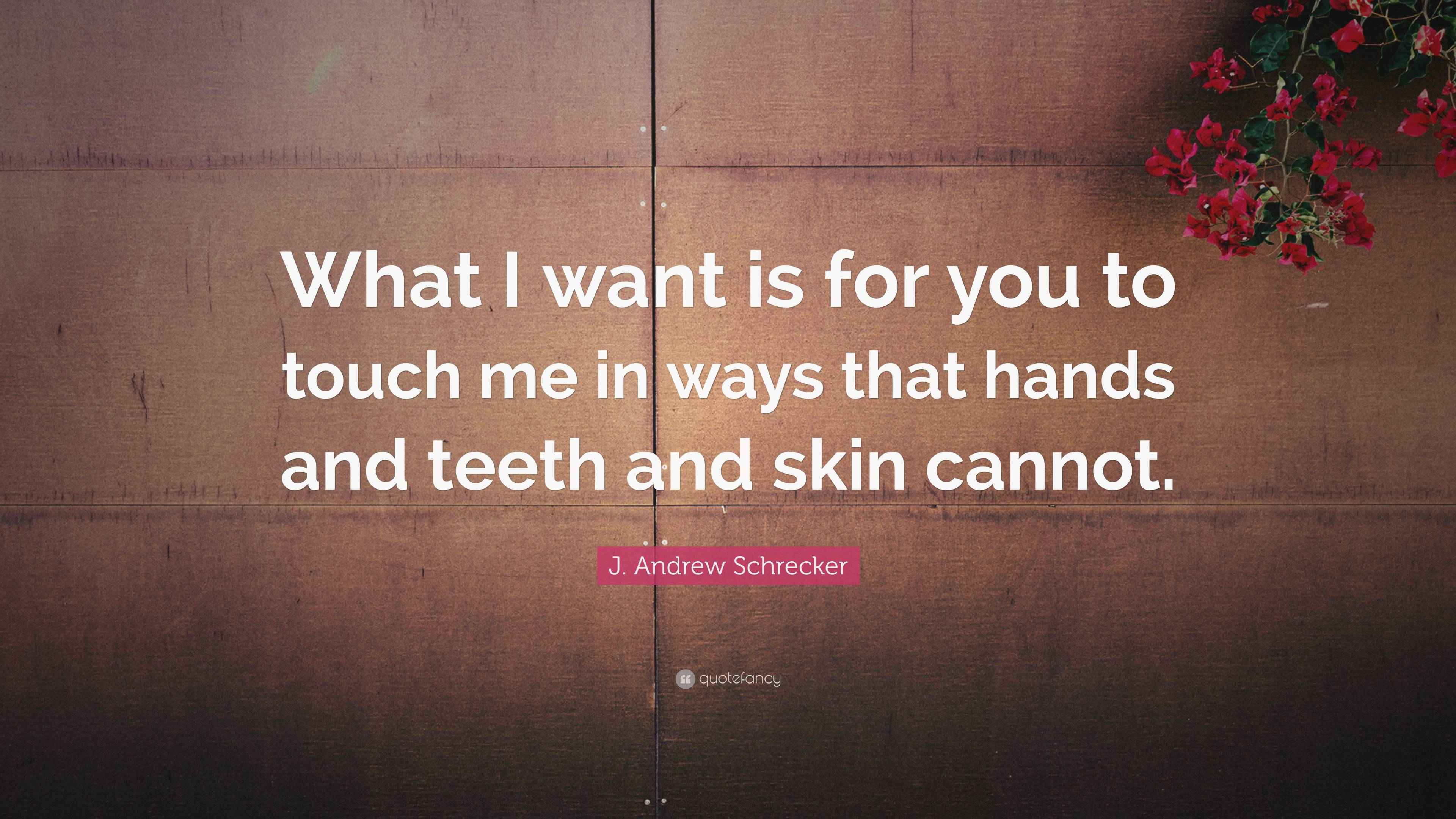 J. Andrew Schrecker Quote: “What I want is for you to touch me in ways ...