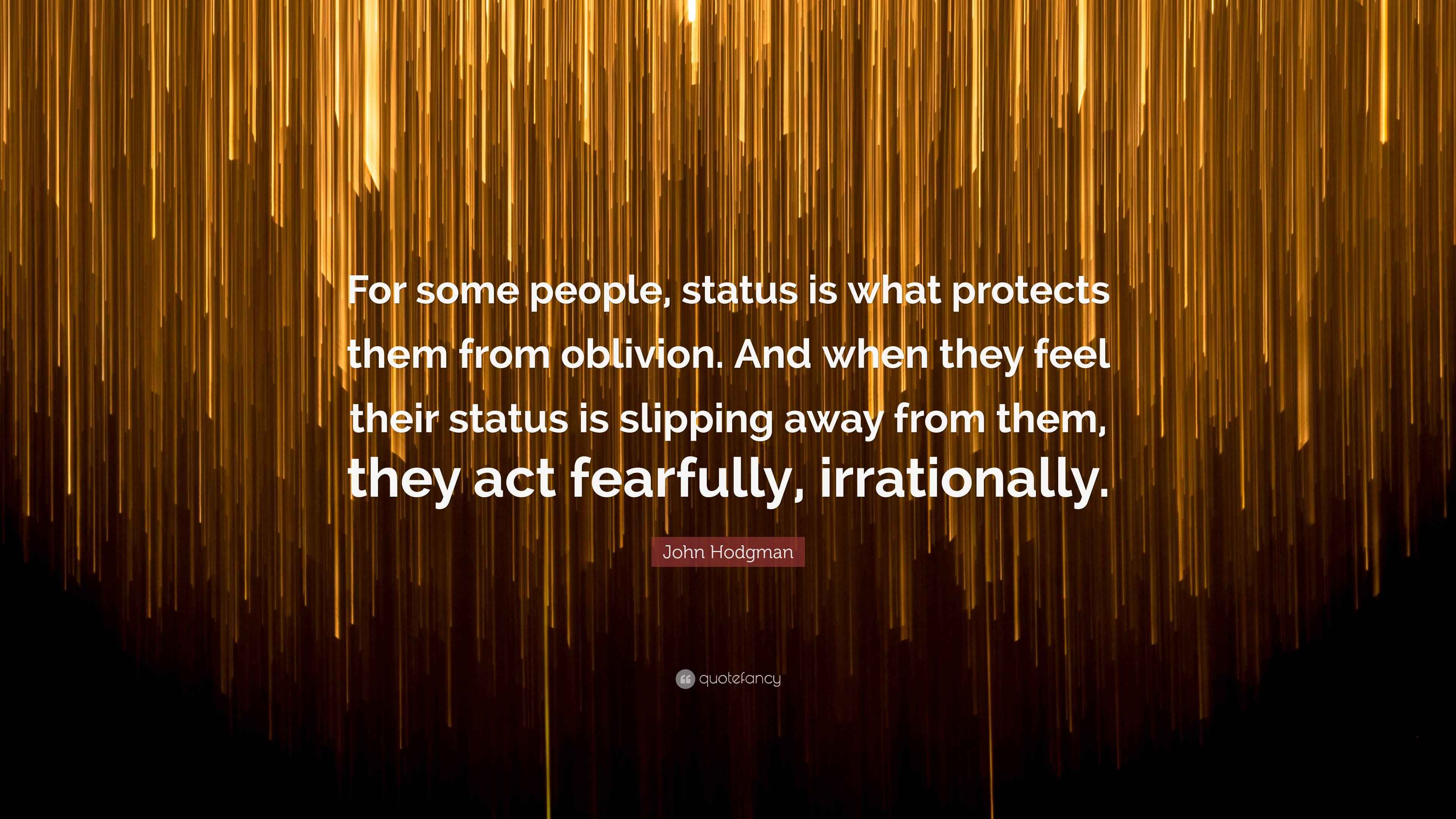 John Hodgman Quote: “For some people, status is what protects them from ...