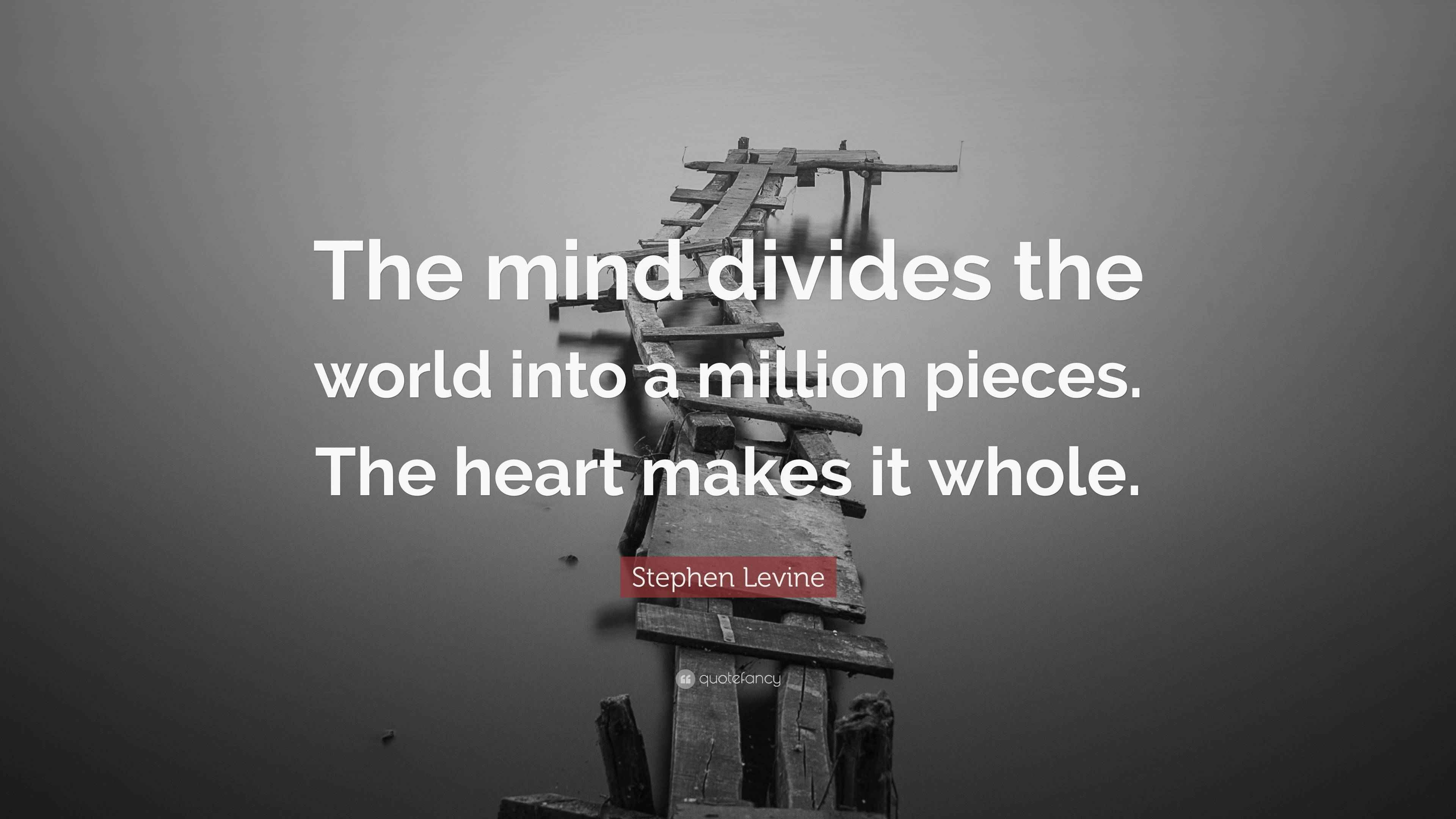 Stephen Levine Quote: “The mind divides the world into a million pieces ...