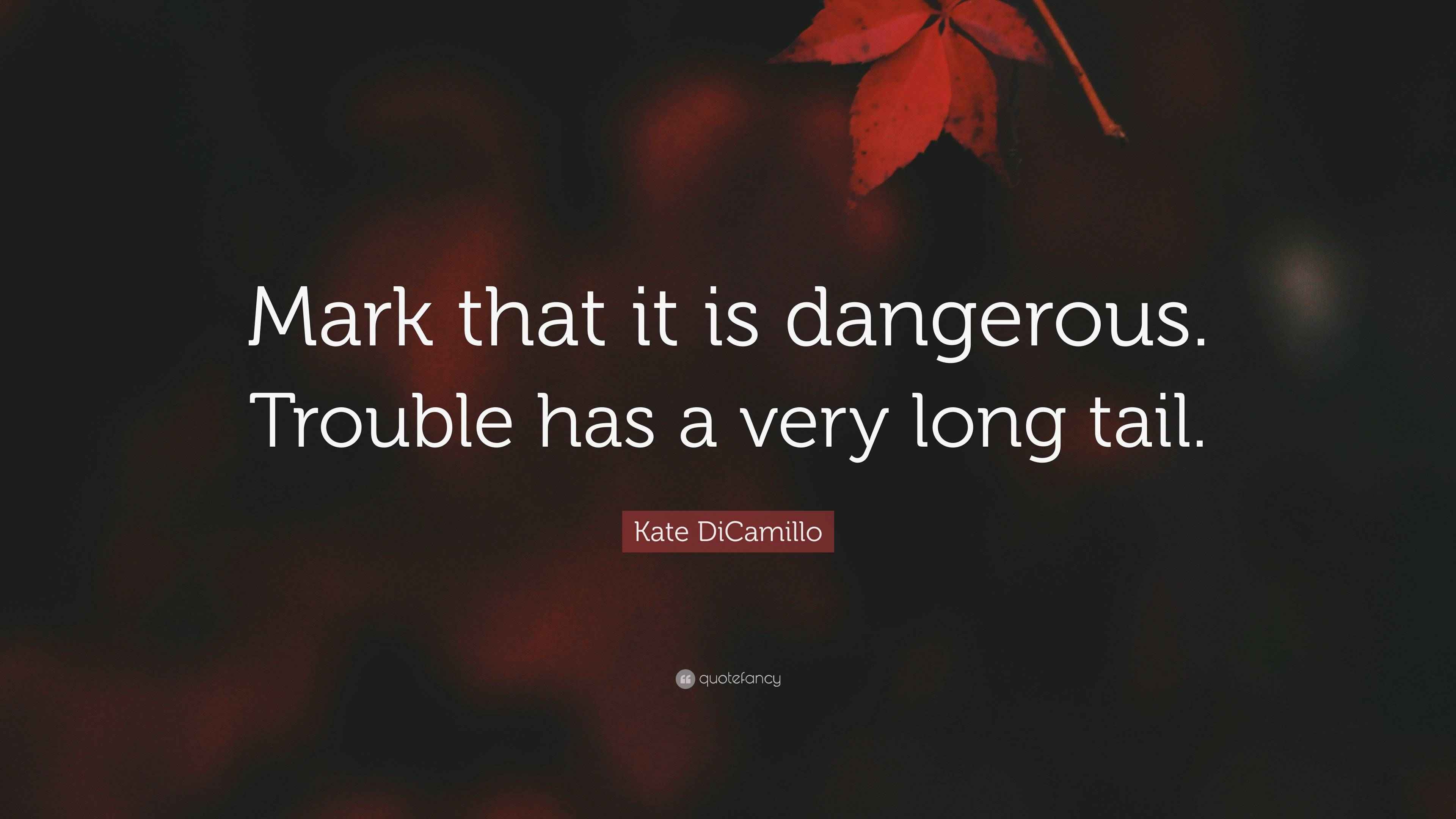 Kate DiCamillo Quote: “Mark that it is dangerous. Trouble has a very ...