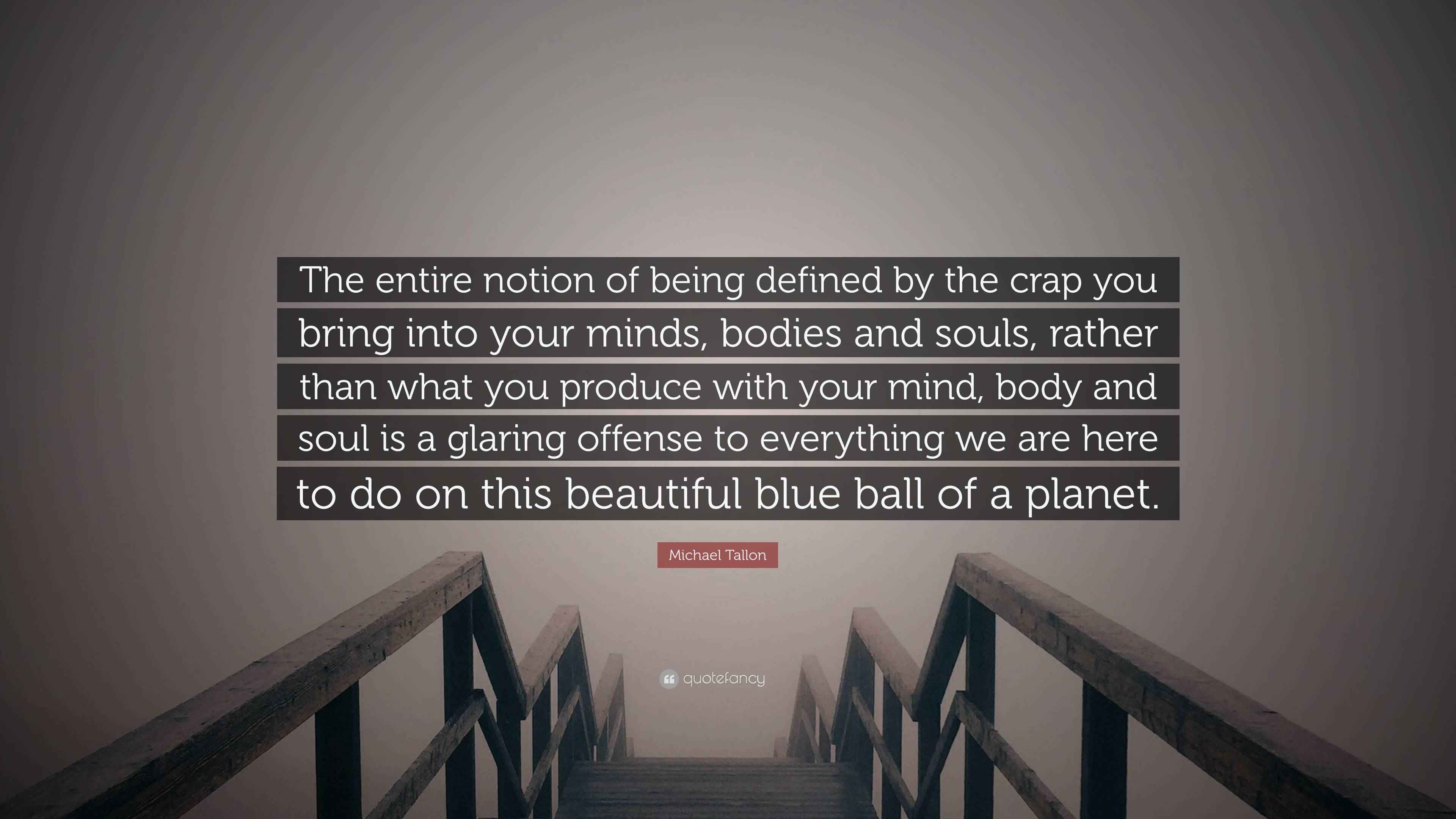Michael Tallon Quote: “The entire notion of being defined by the crap ...