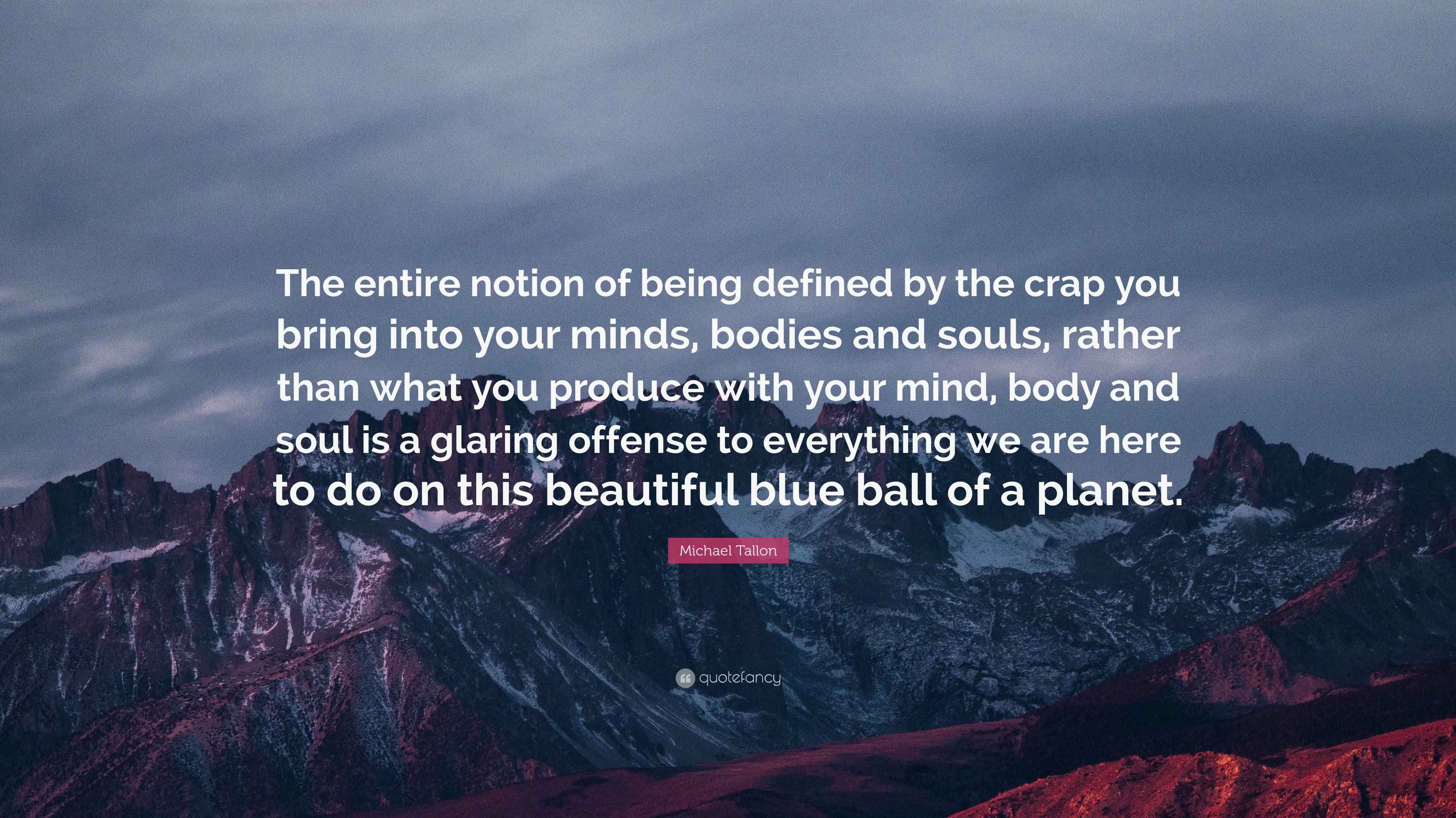 Michael Tallon Quote: “The entire notion of being defined by the crap ...
