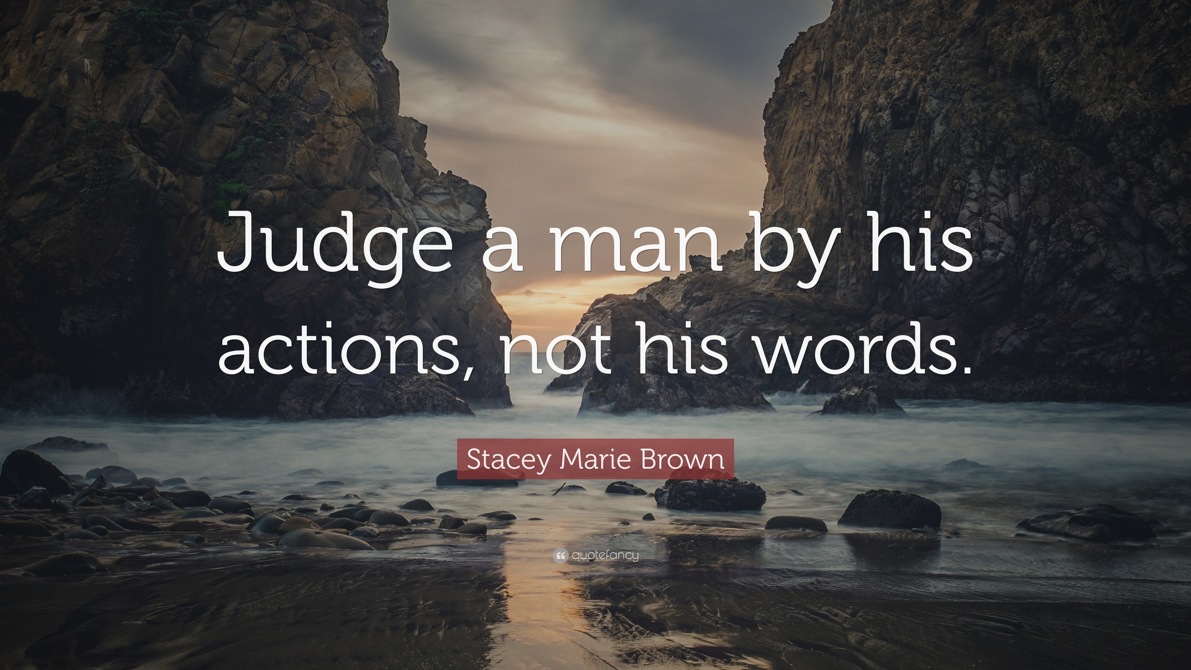 Stacey Marie Brown Quote: “Judge a man by his actions, not his words.”