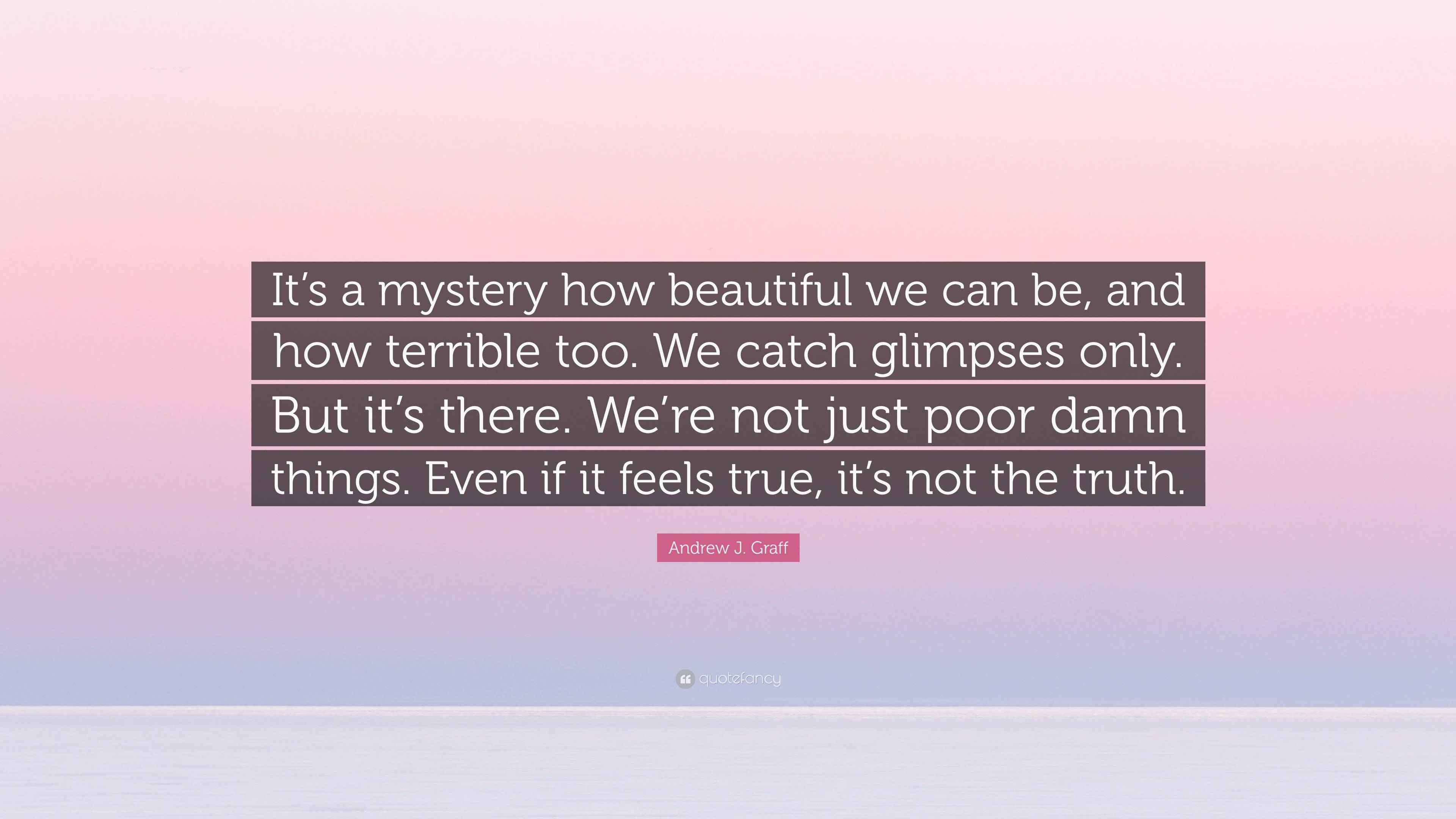 Andrew J. Graff Quote: “It’s a mystery how beautiful we can be, and how ...