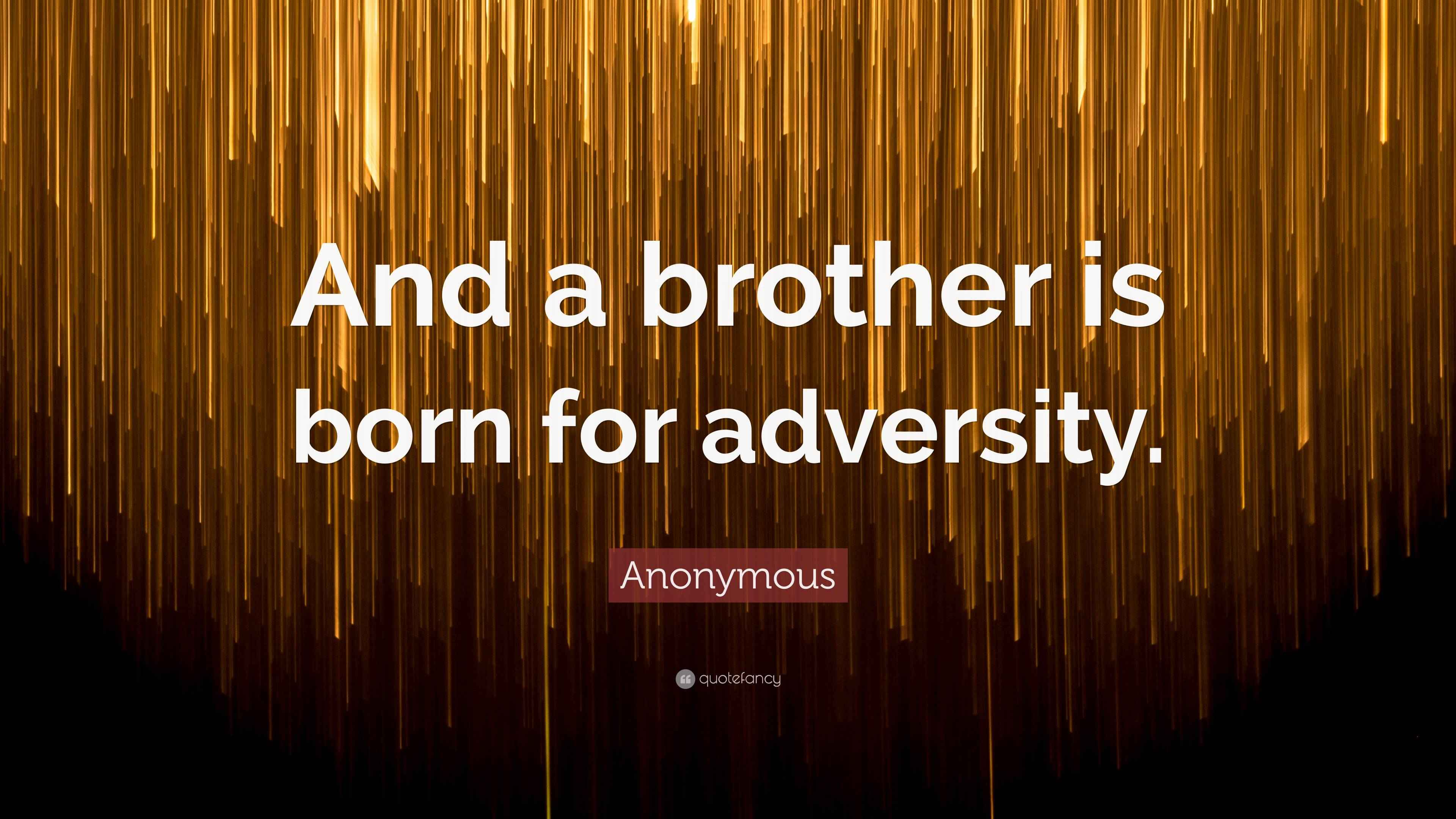 Anonymous Quote: “And a brother is born for adversity.”