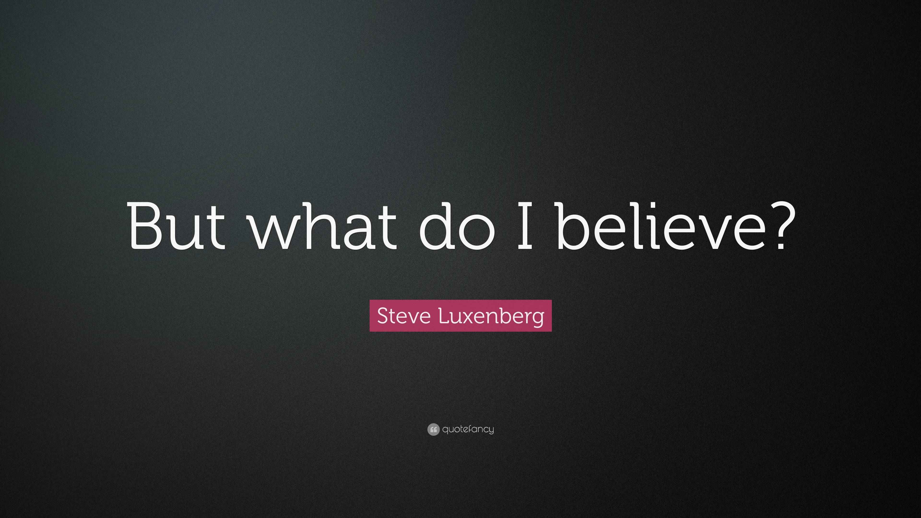 Steve Luxenberg Quote: “But what do I believe?”
