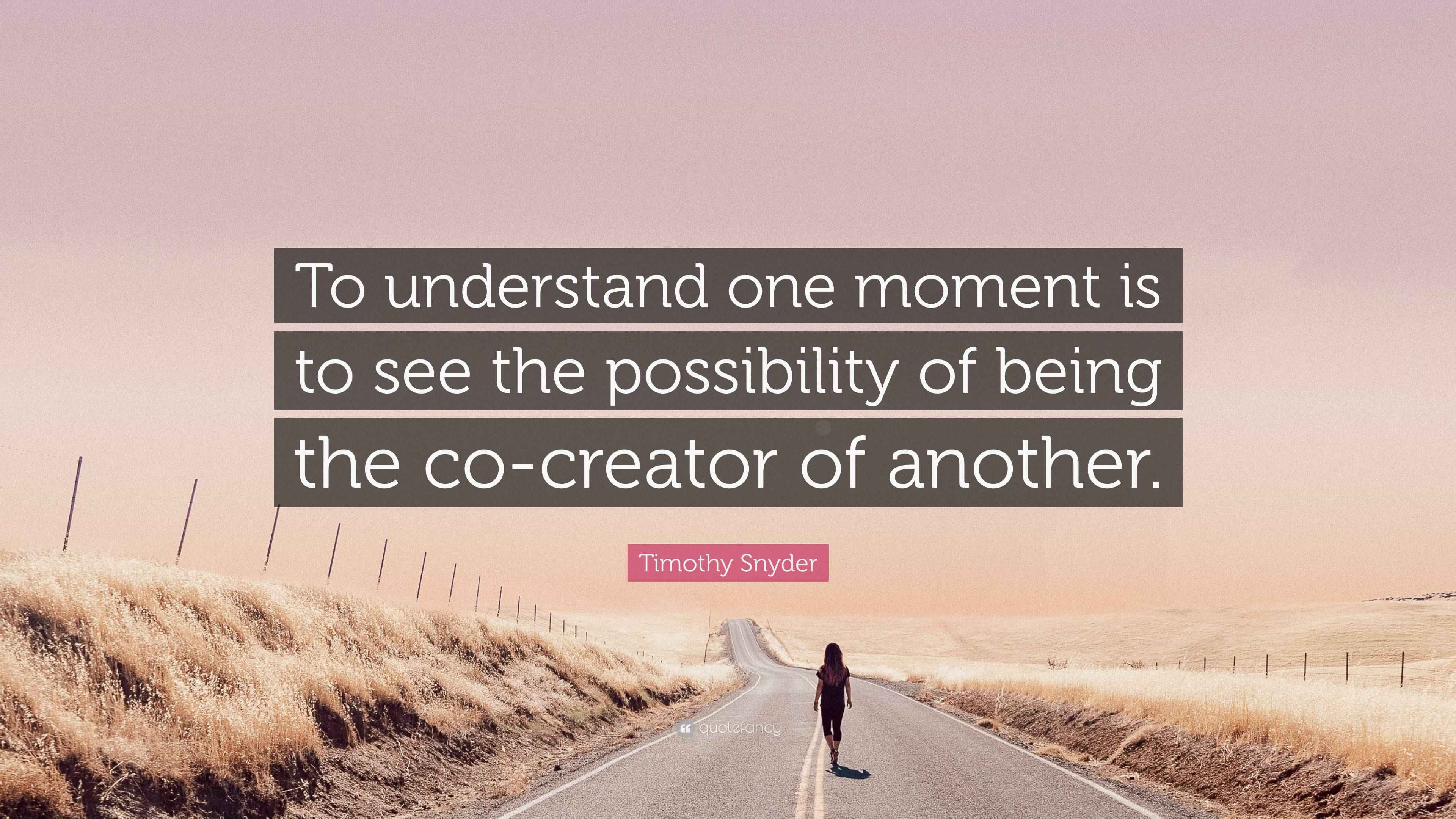 Timothy Snyder Quote: “To understand one moment is to see the ...