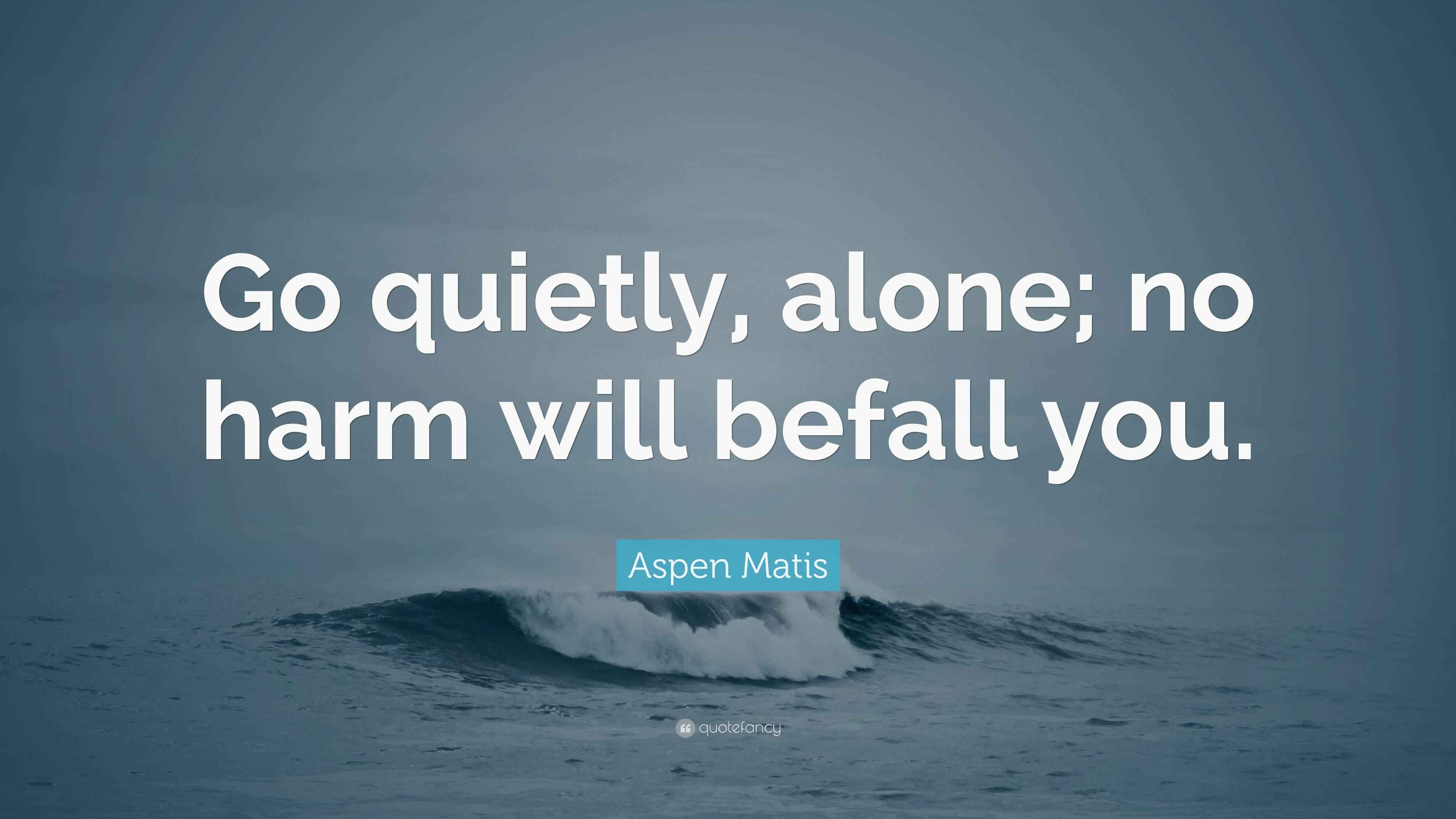 Aspen Matis Quote: “Go quietly, alone; no harm will befall you.”