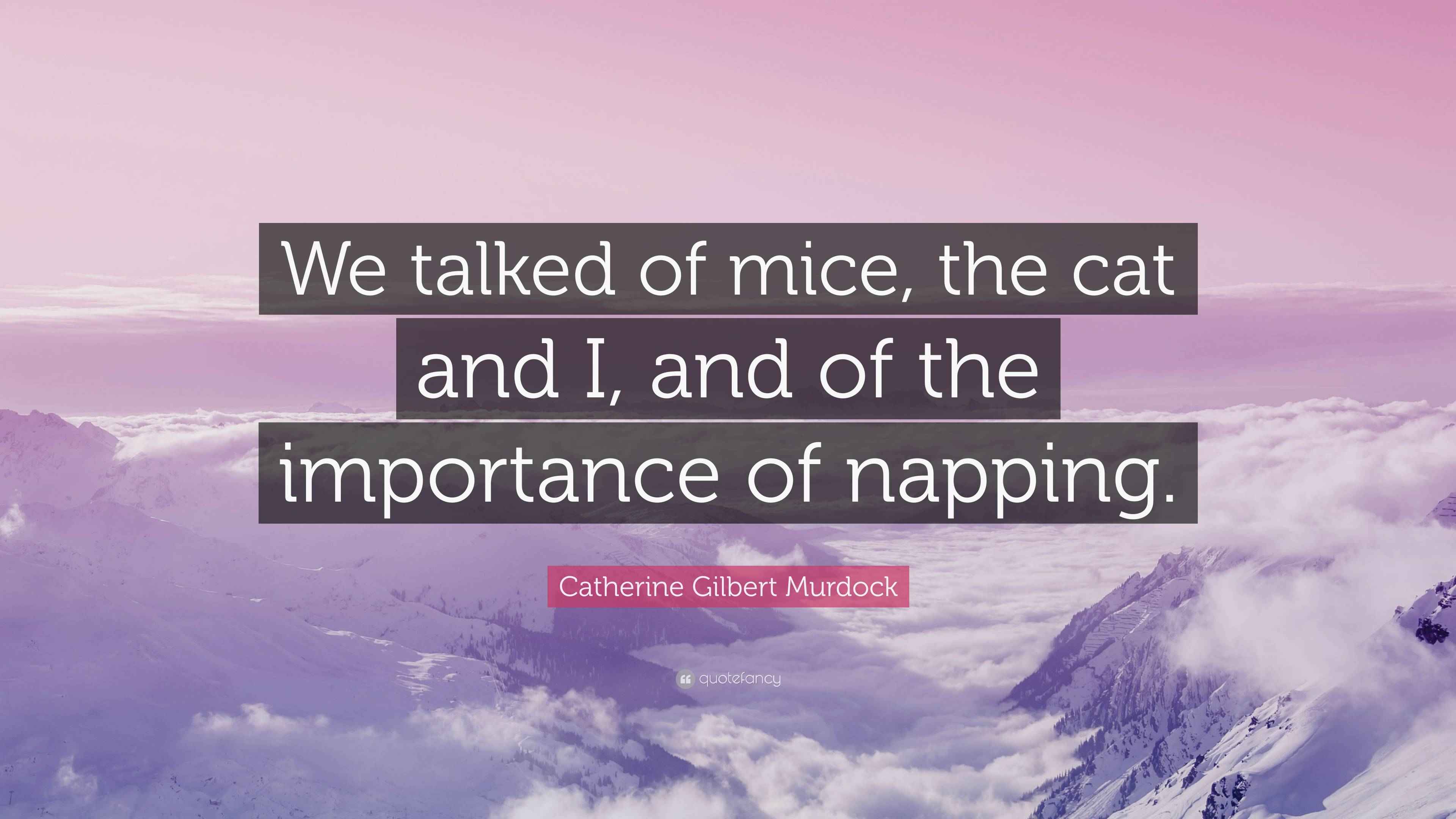 Catherine Gilbert Murdock Quote: “We talked of mice, the cat and I, and ...