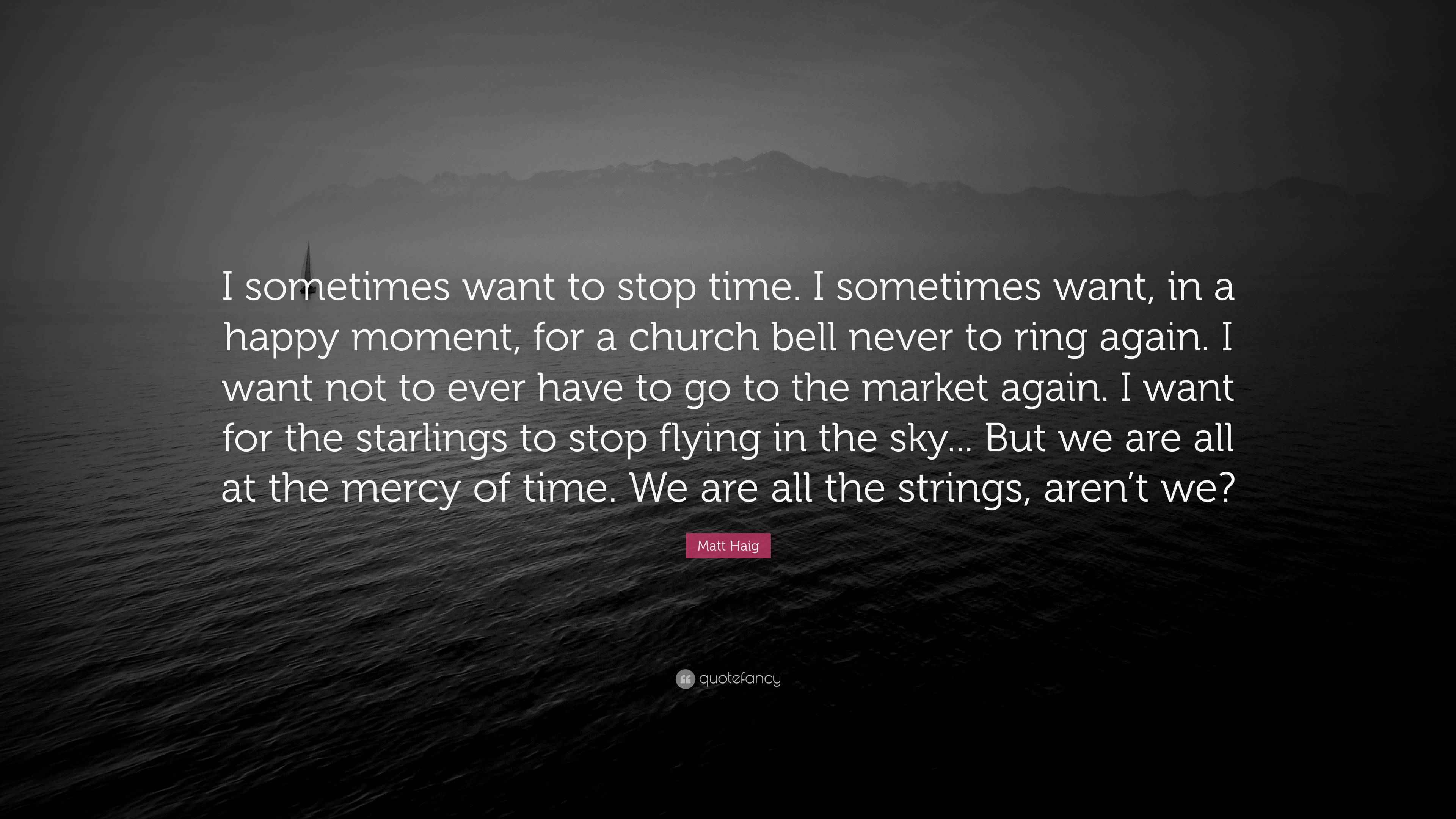 Matt Haig Quote: “I sometimes want to stop time. I sometimes want, in a ...