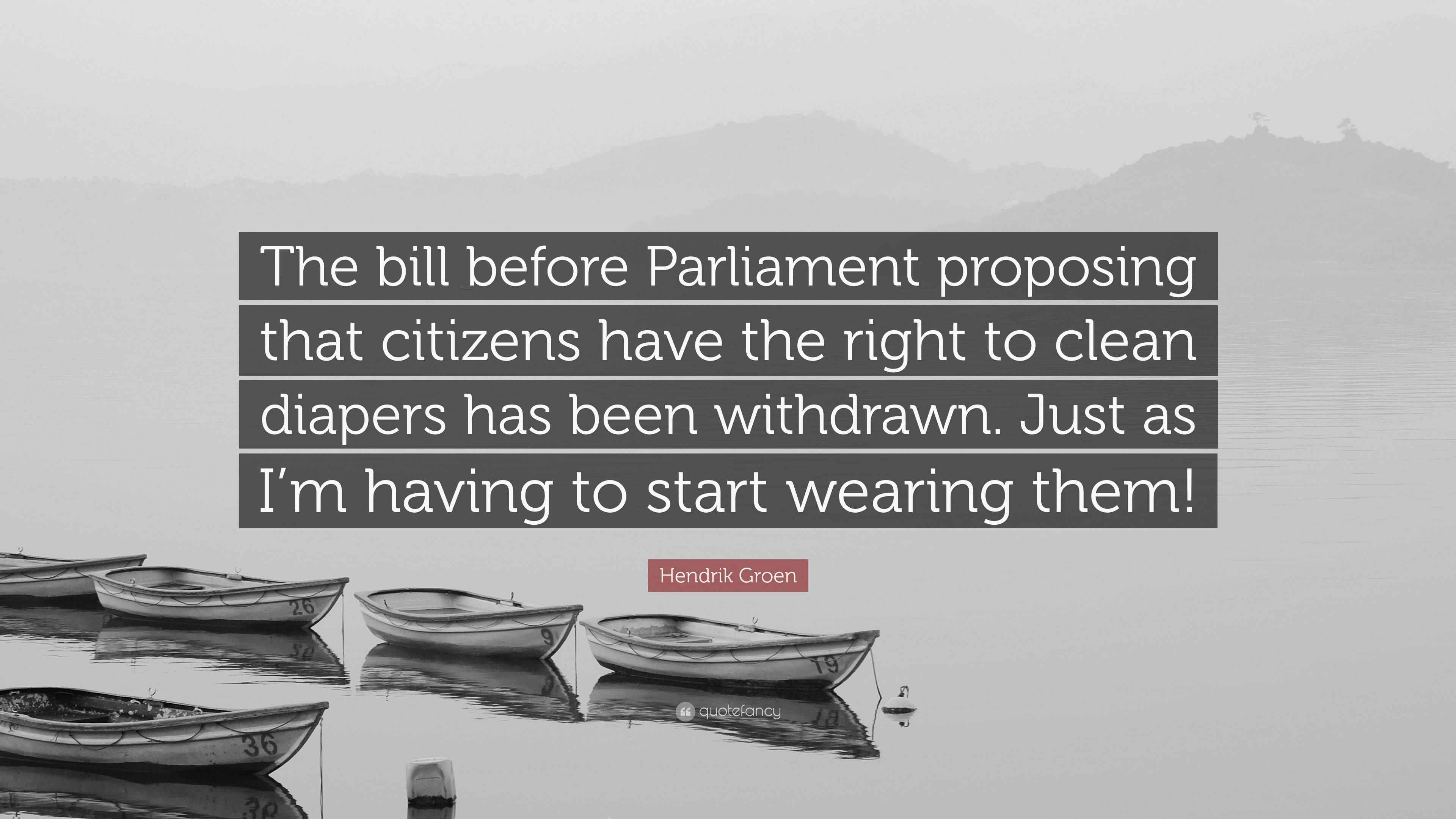 Hendrik Groen Quote: “The bill before Parliament proposing that ...