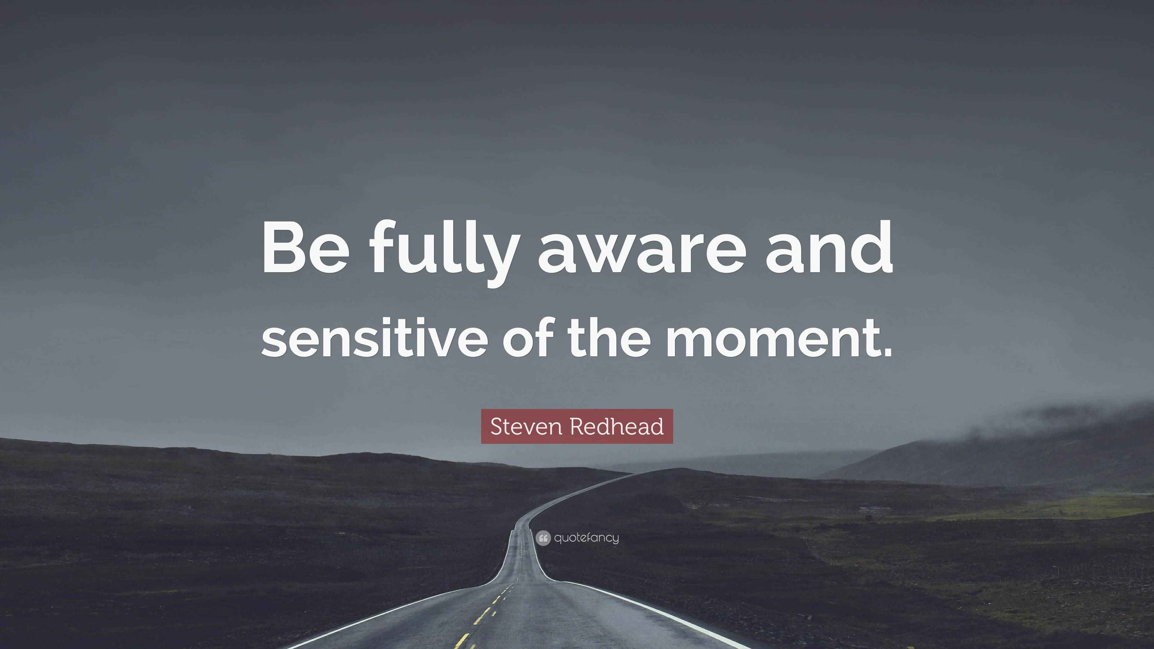 Steven Redhead Quote: “Be fully aware and sensitive of the moment.”
