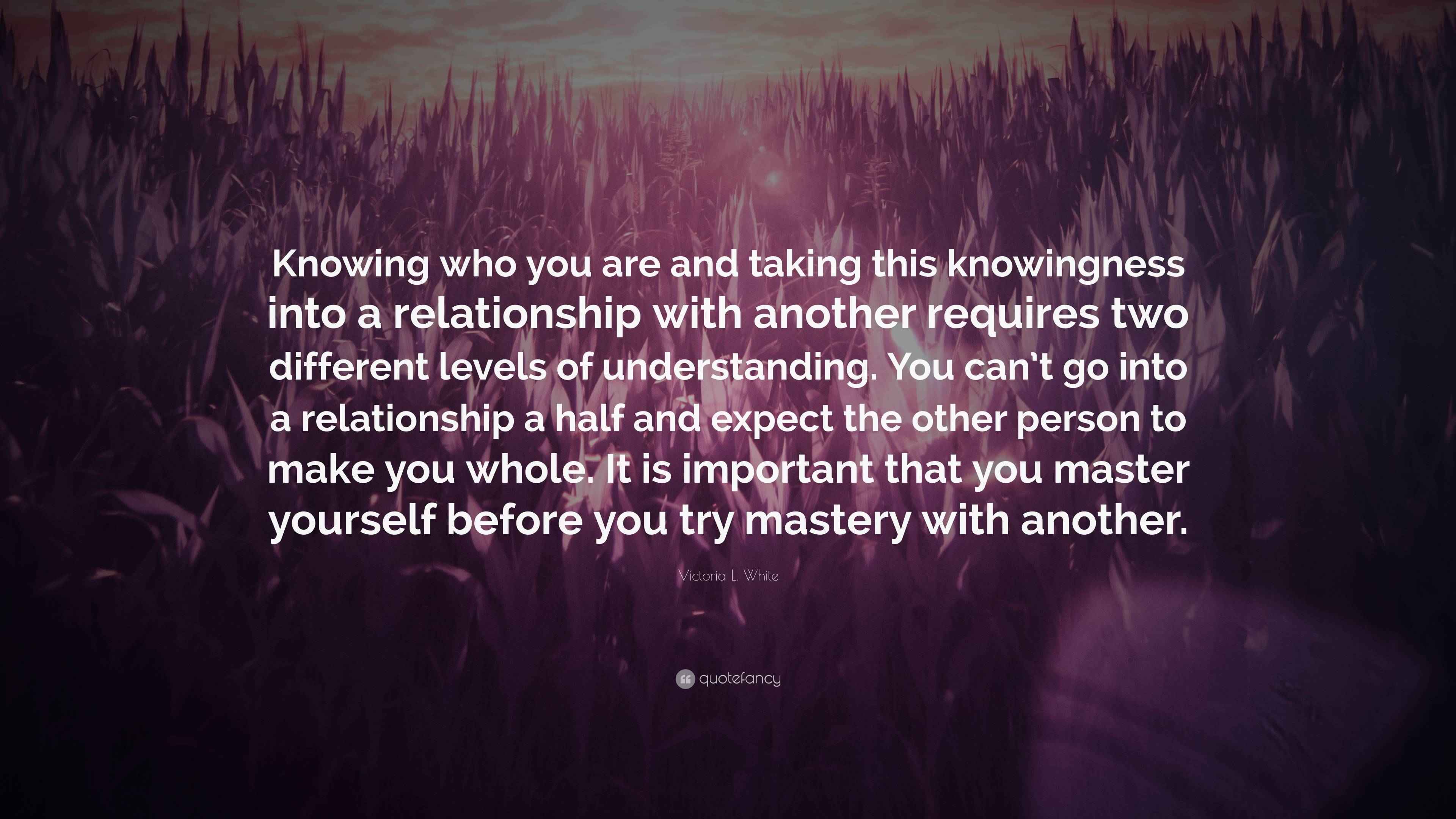 Victoria L. White Quote: “Knowing who you are and taking this ...