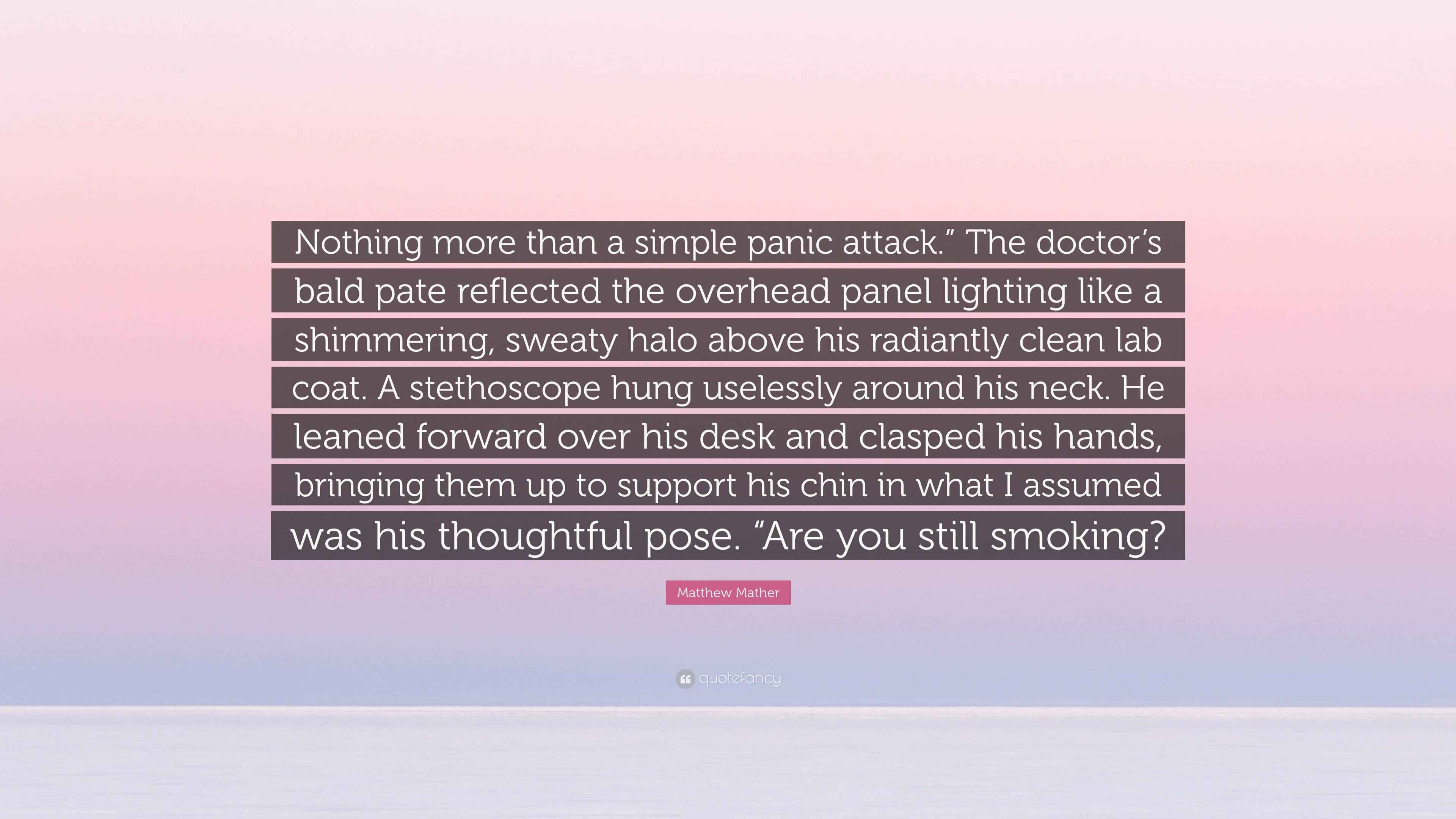 Matthew Mather Quote: “Nothing more than a simple panic attack.” The ...