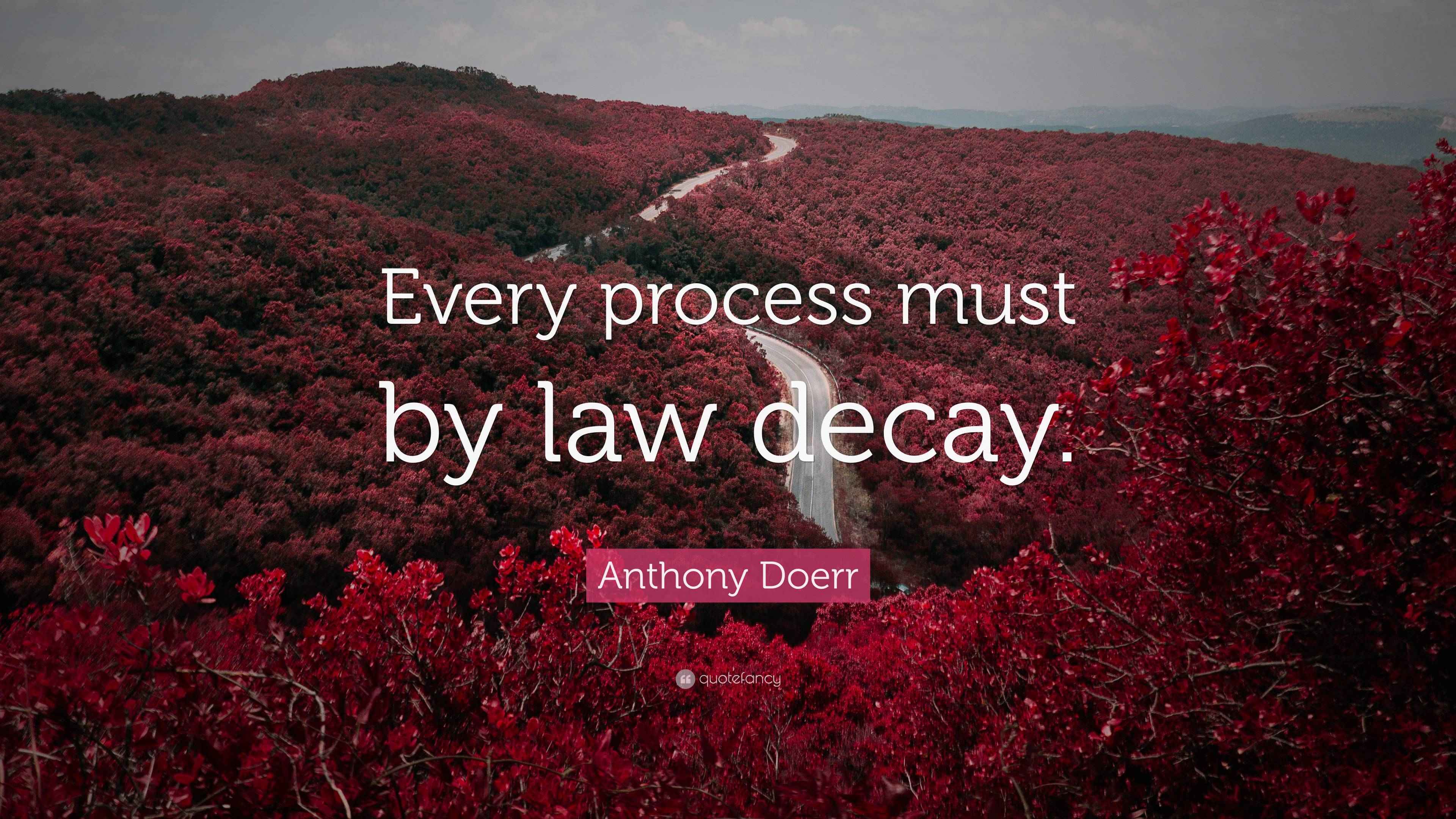 Anthony Doerr Quote: “Every process must by law decay.”