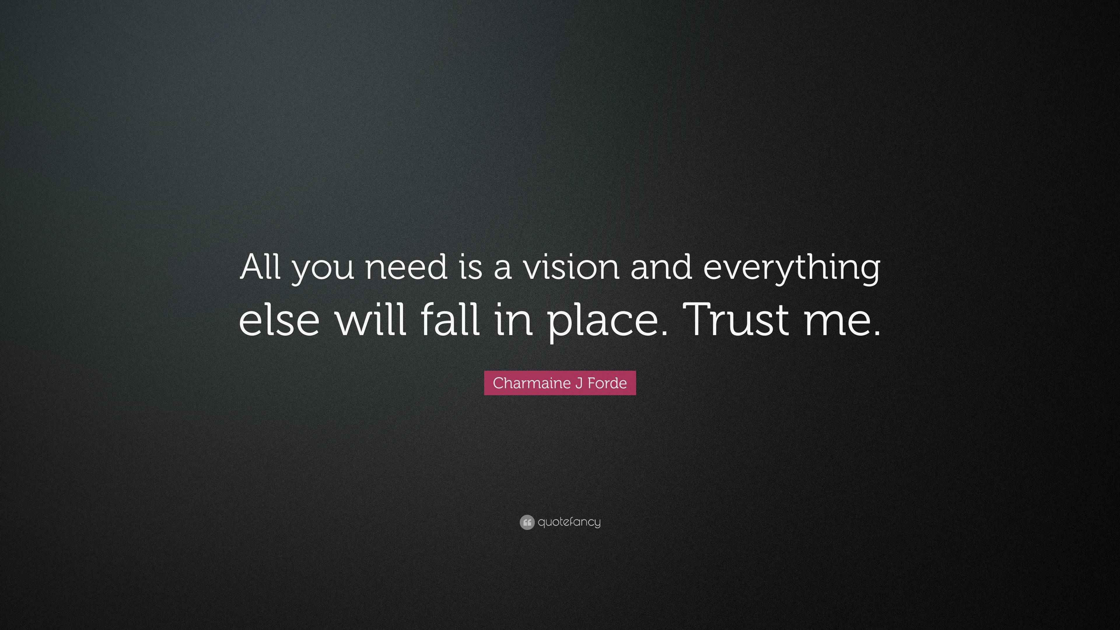 Charmaine J Forde Quote: “All you need is a vision and everything else ...