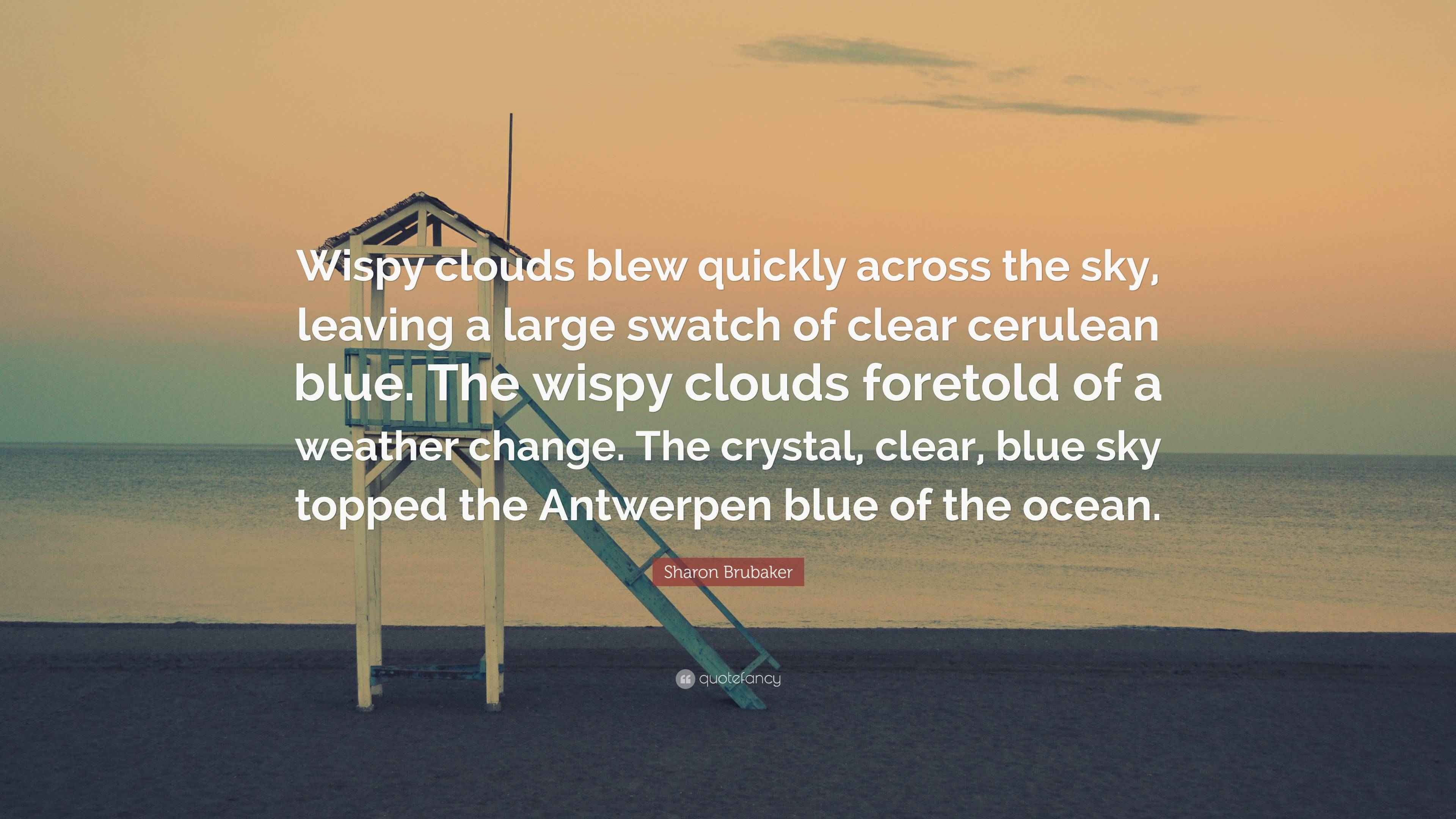 Sharon Brubaker Quote: “Wispy clouds blew quickly across the sky ...