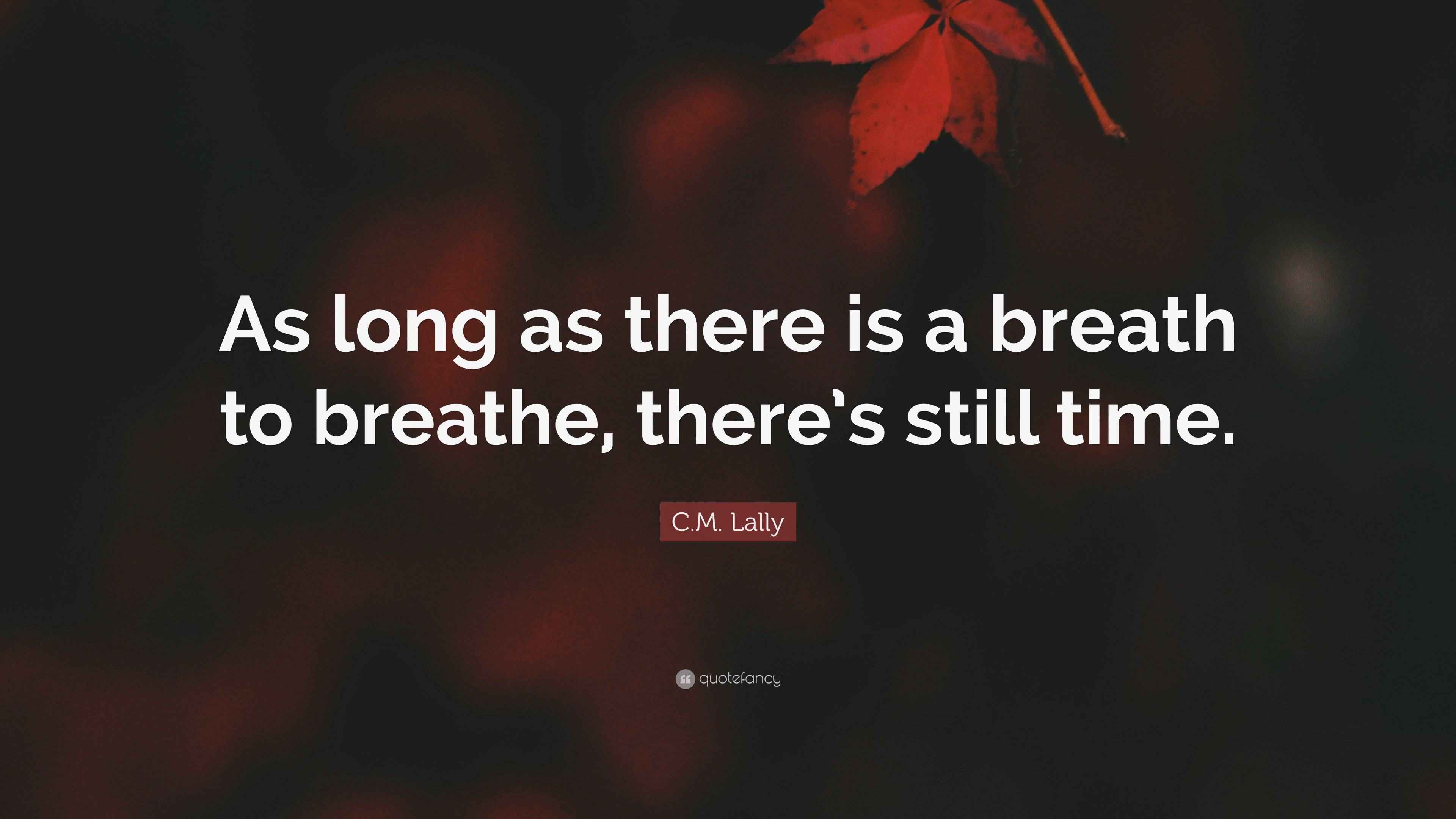 C.M. Lally Quote: “As long as there is a breath to breathe, there’s ...