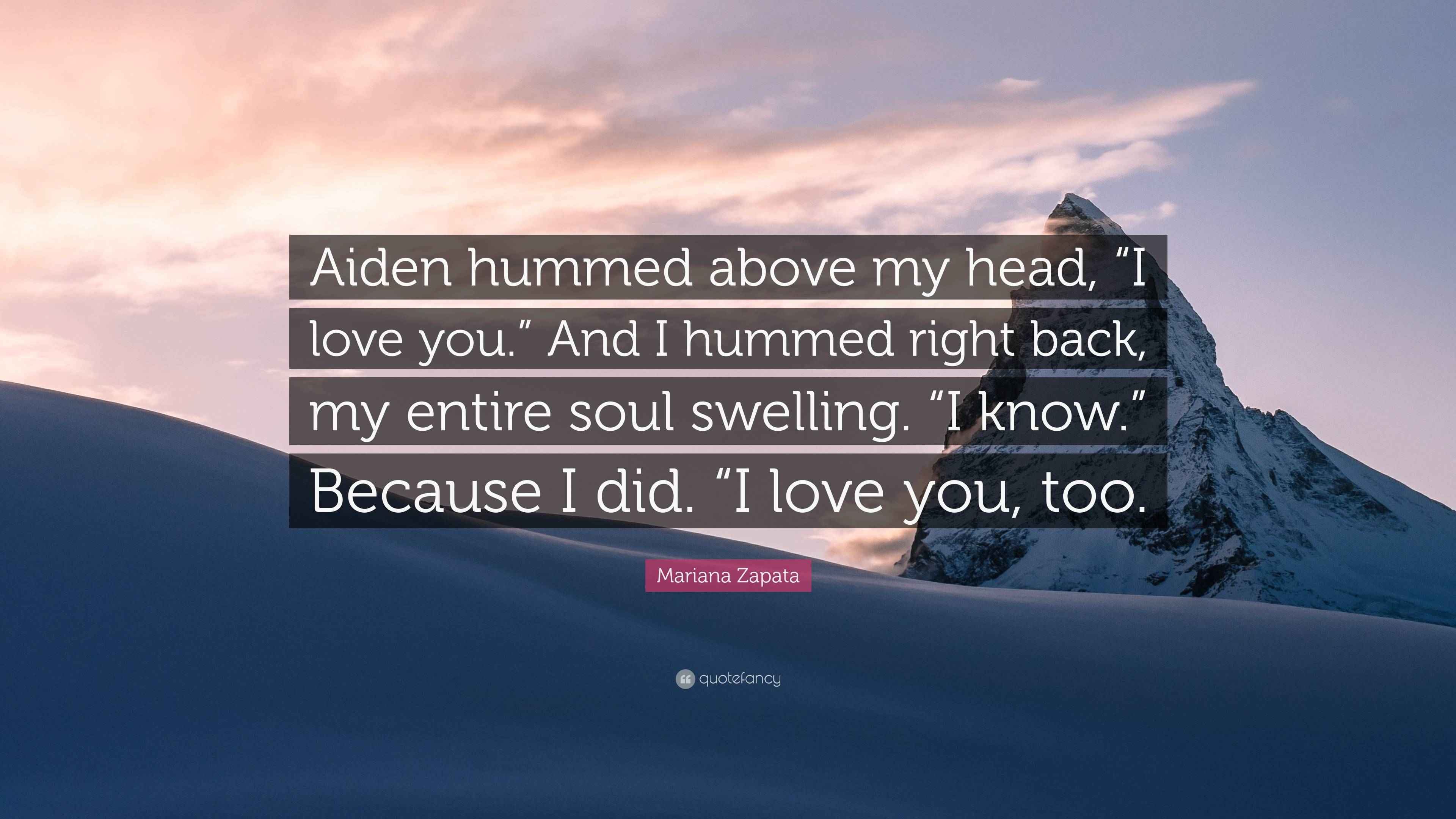 Mariana Zapata Quote: “Aiden hummed above my head, “I love you.” And I ...