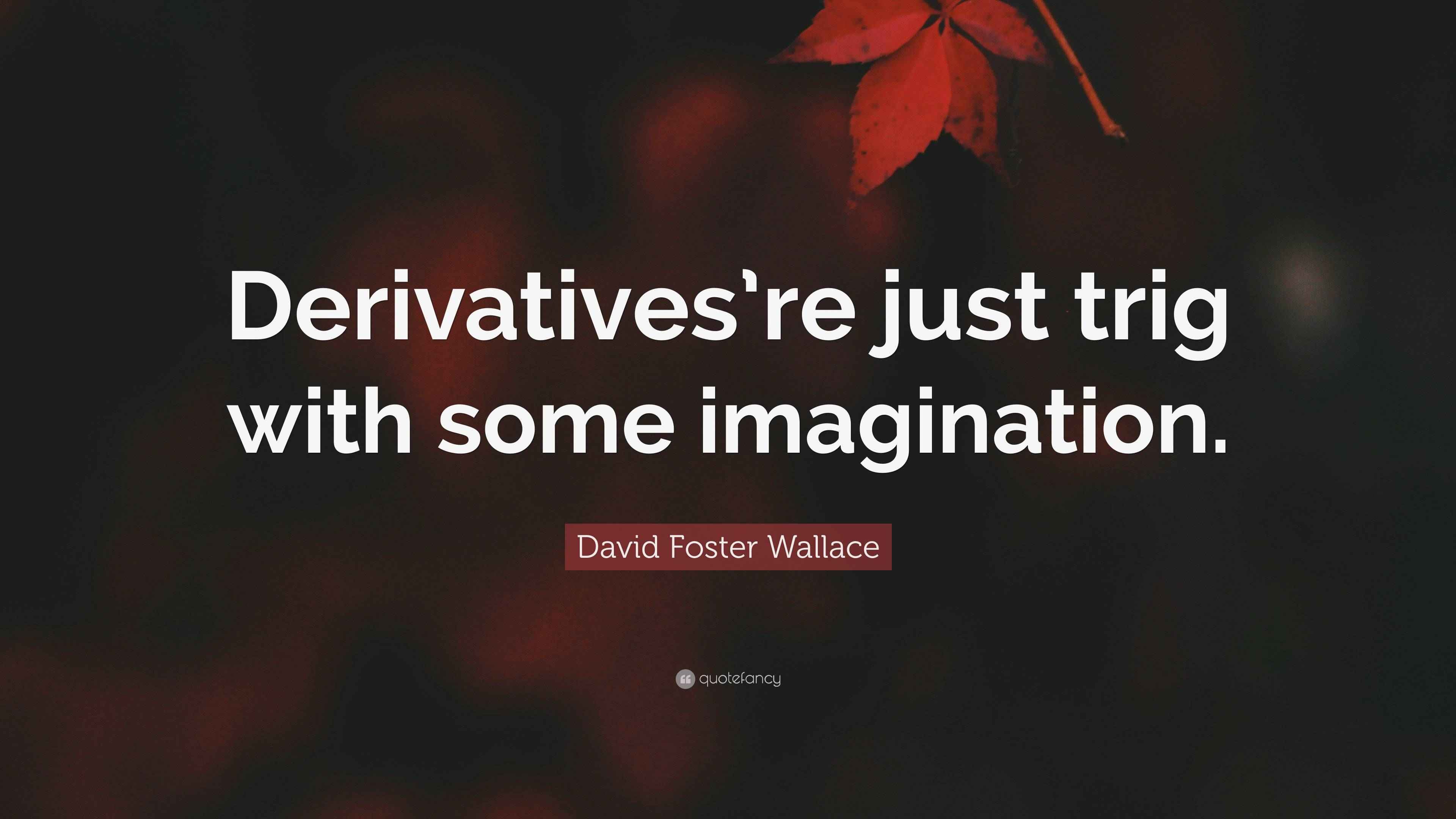 David Foster Wallace Quote: “Derivatives’re just trig with some ...
