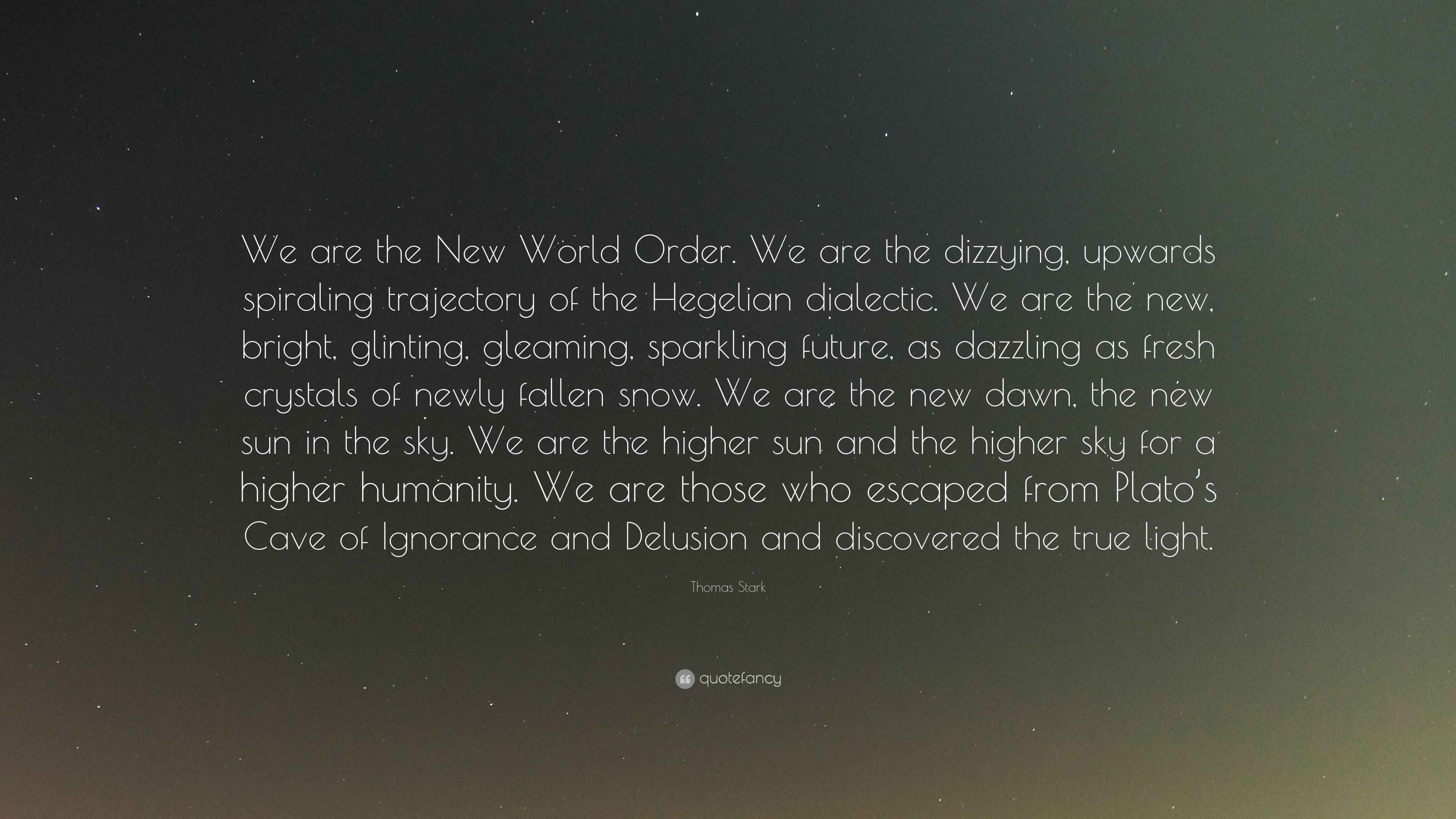 Thomas Stark Quote: “We are the New World Order. We are the dizzying ...