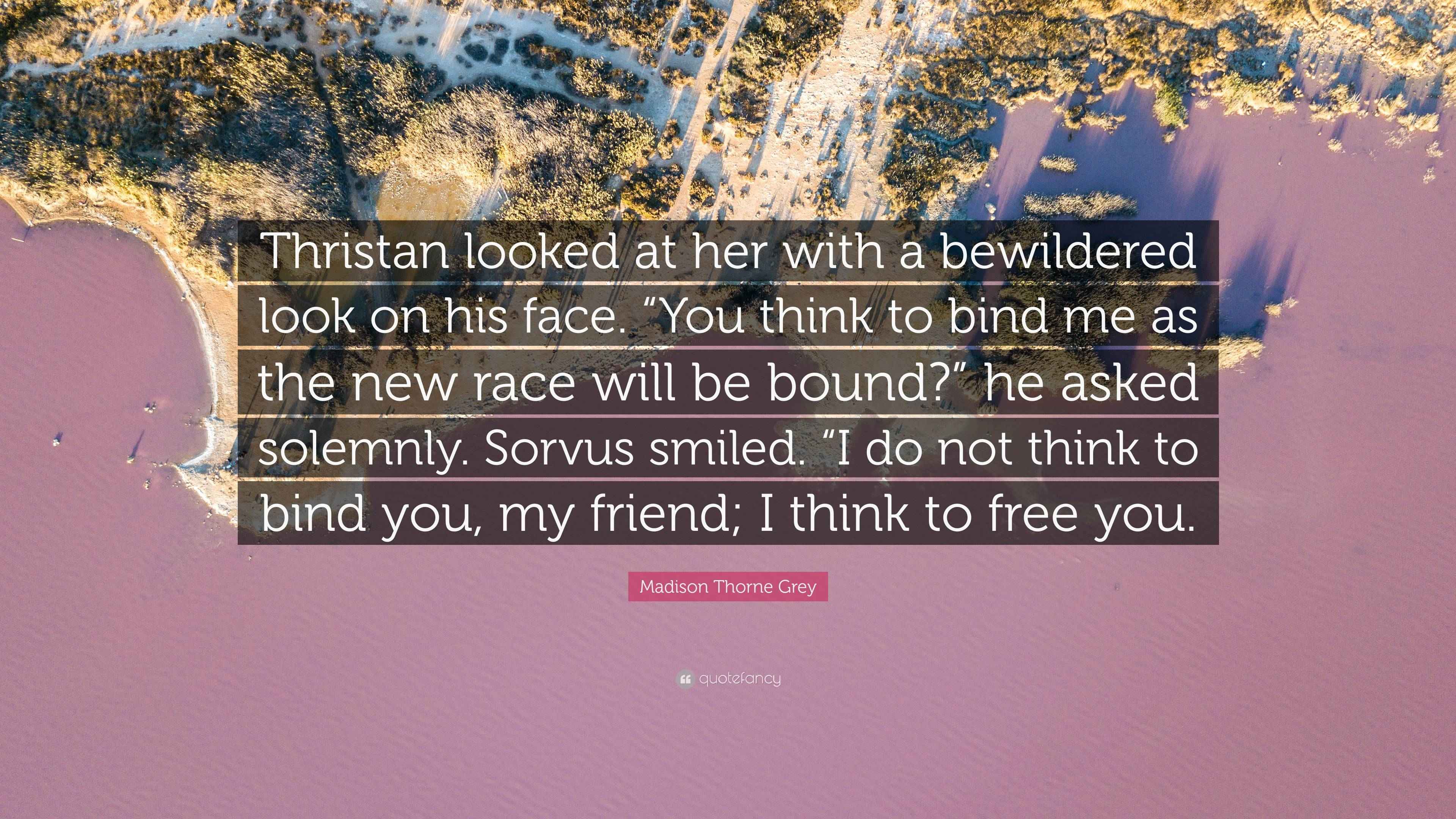 Madison Thorne Grey Quote: “Thristan looked at her with a bewildered ...