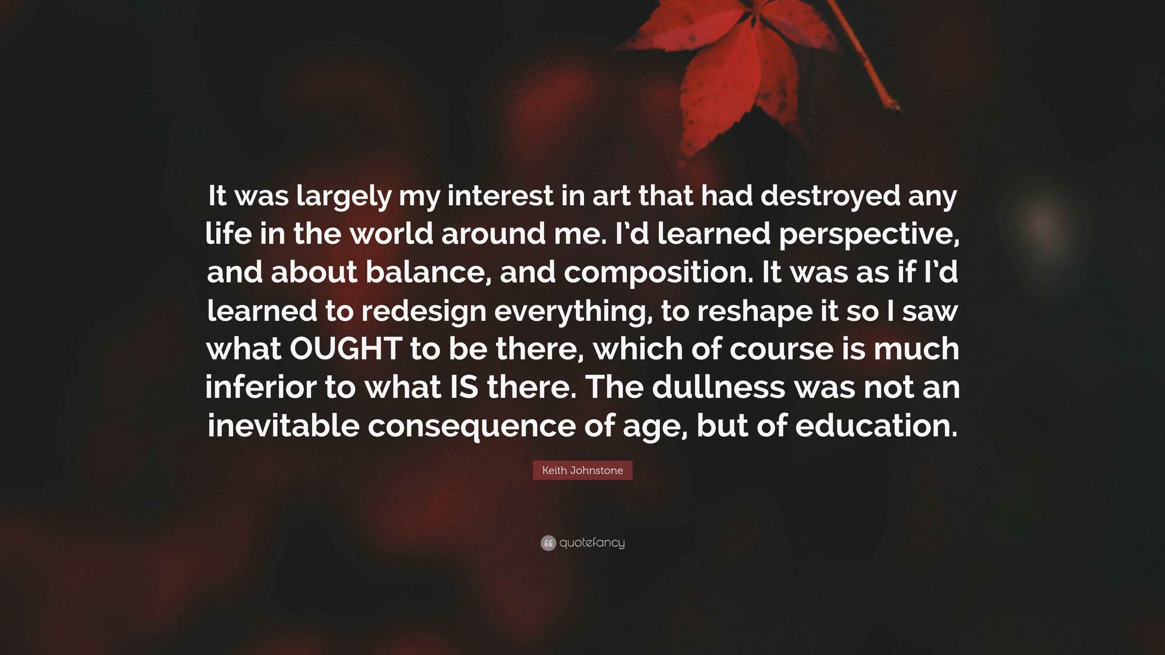 Keith Johnstone Quote: “It was largely my interest in art that had ...