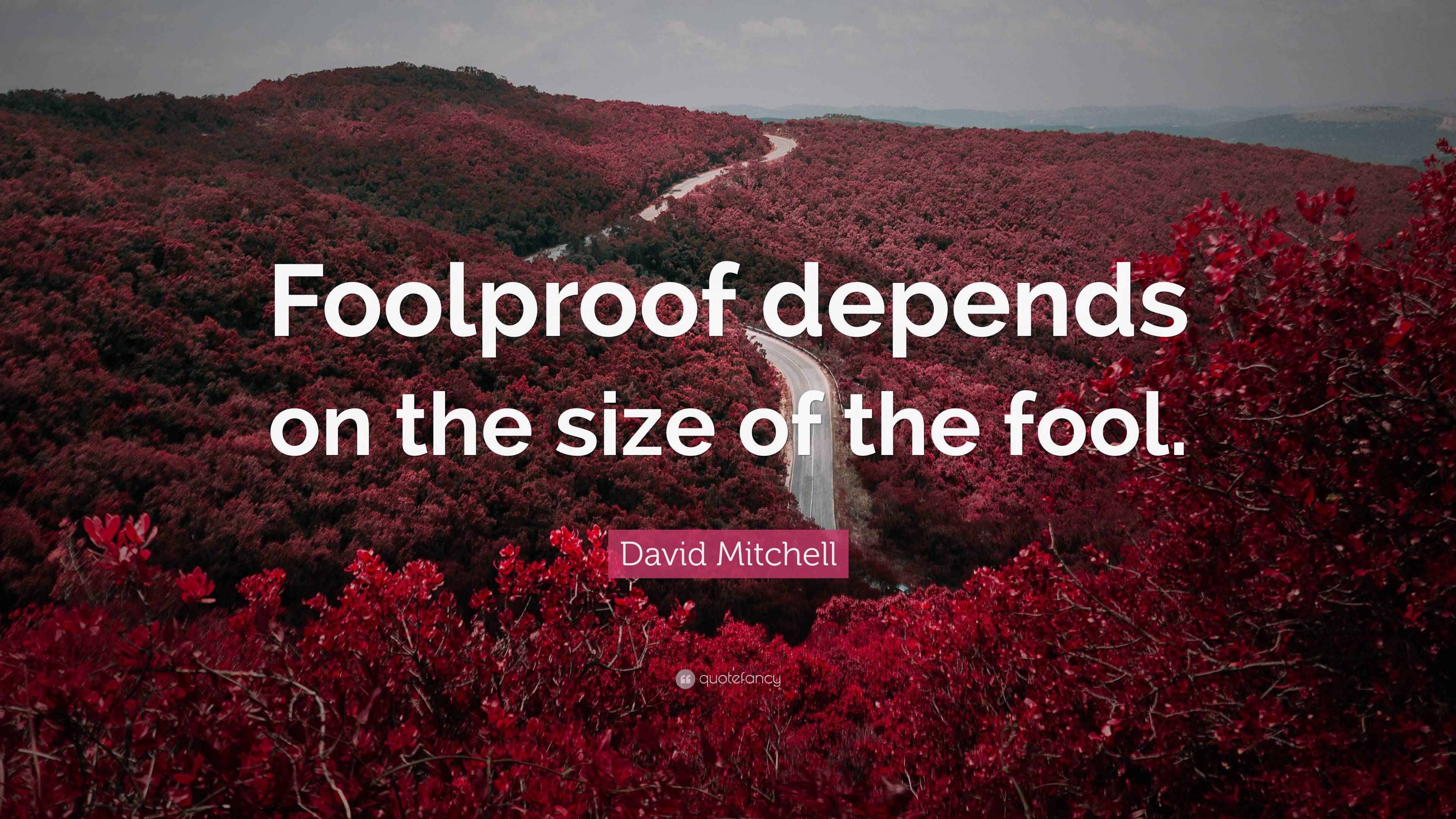 David Mitchell Quote: “Foolproof depends on the size of the fool.”