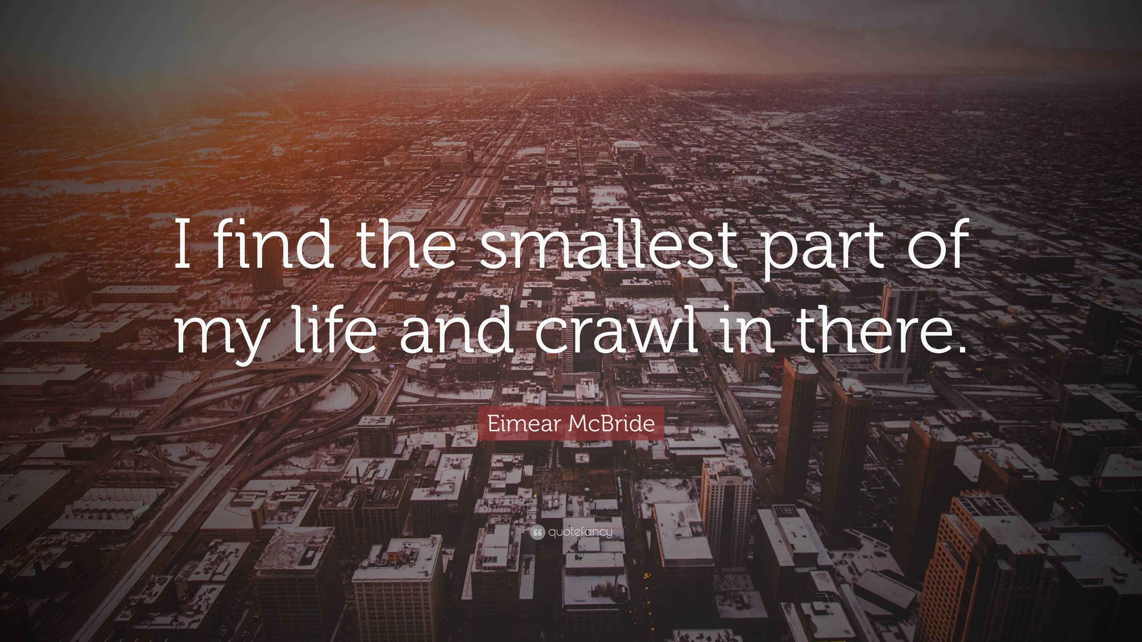 Eimear McBride Quote: “I find the smallest part of my life and crawl in ...