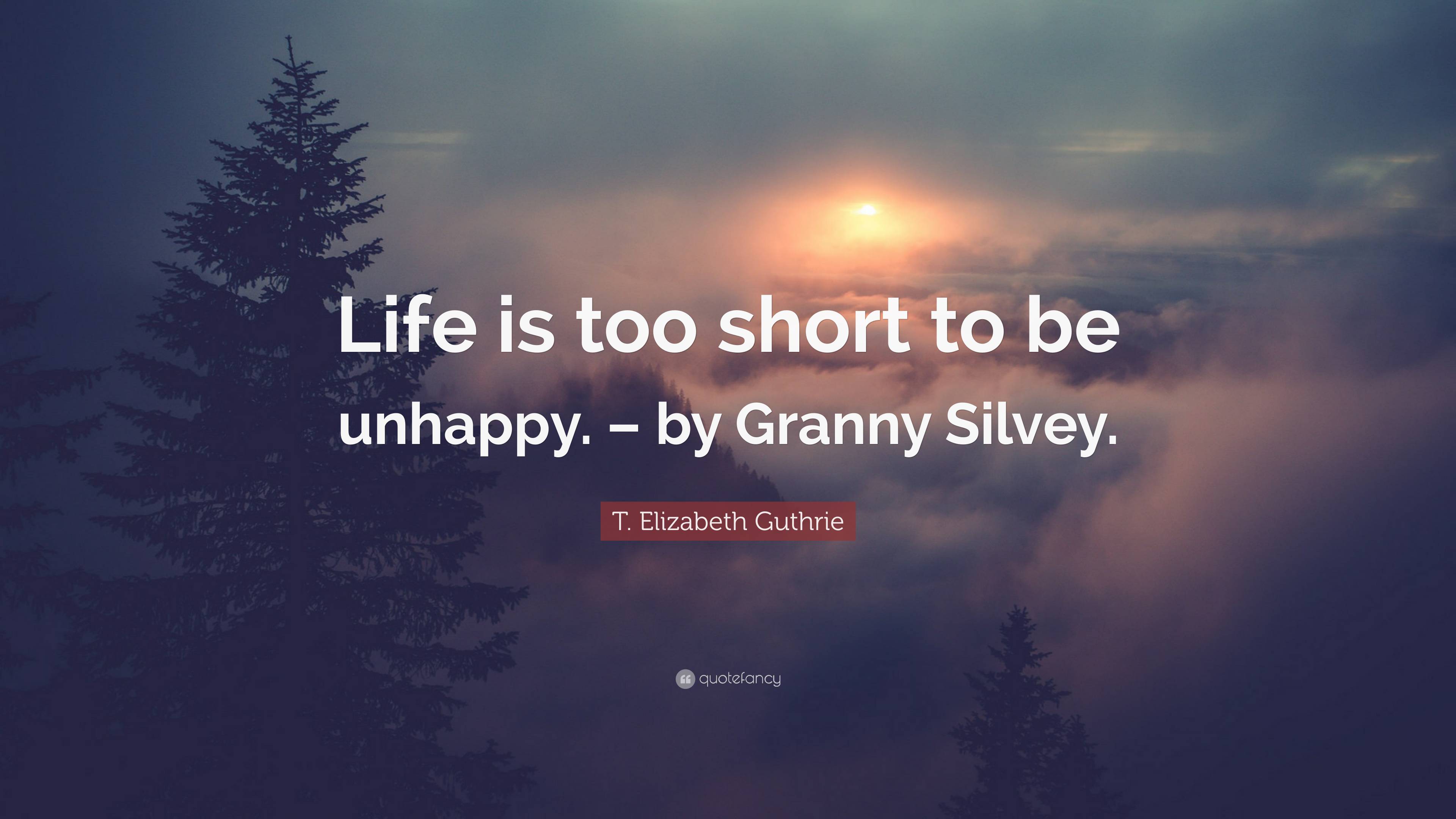 T. Elizabeth Guthrie Quote: “Life is too short to be unhappy. – by ...