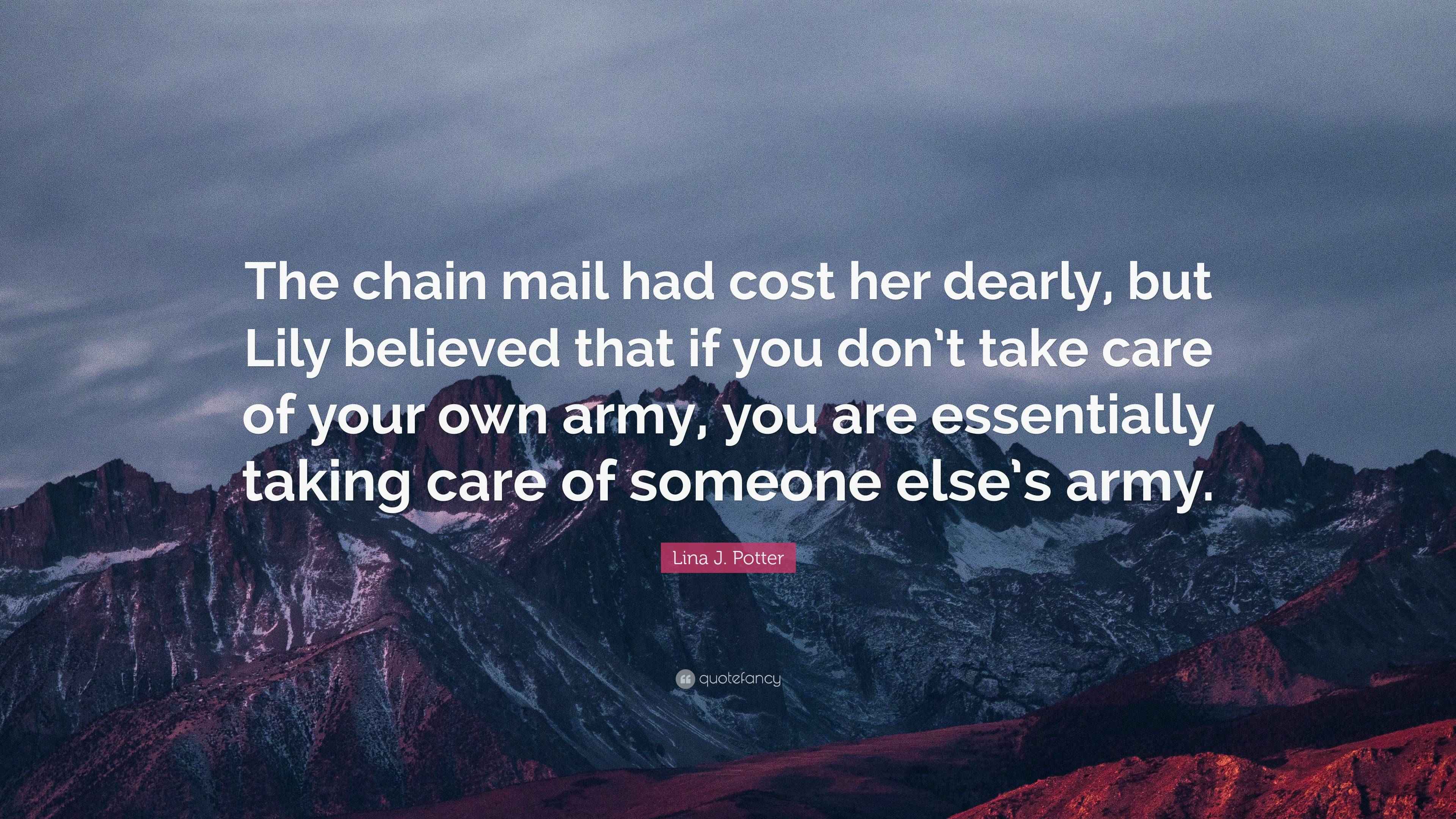 Lina J. Potter Quote: “The chain mail had cost her dearly, but Lily ...