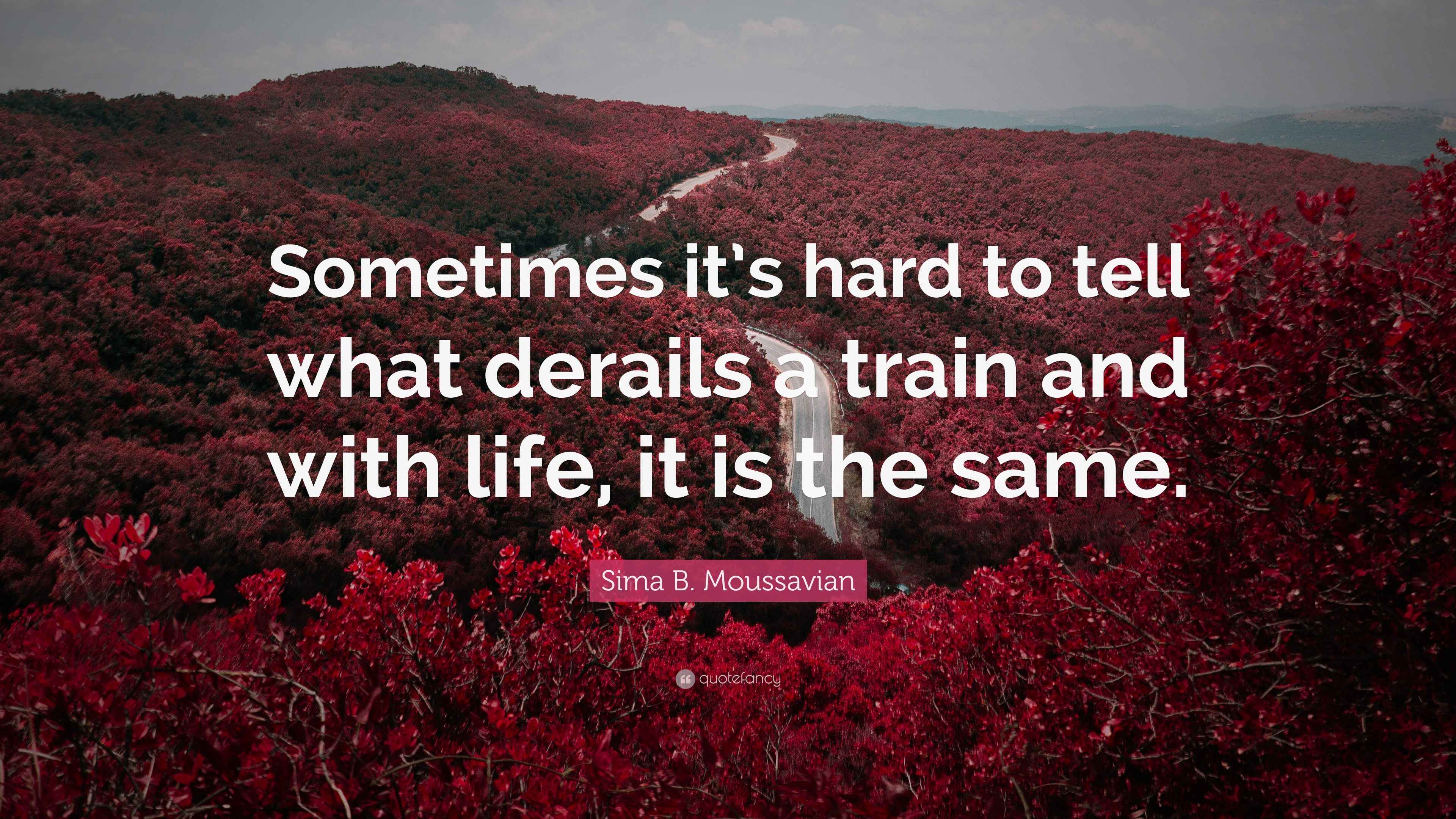 Sima B. Moussavian Quote: “Sometimes it’s hard to tell what derails a ...