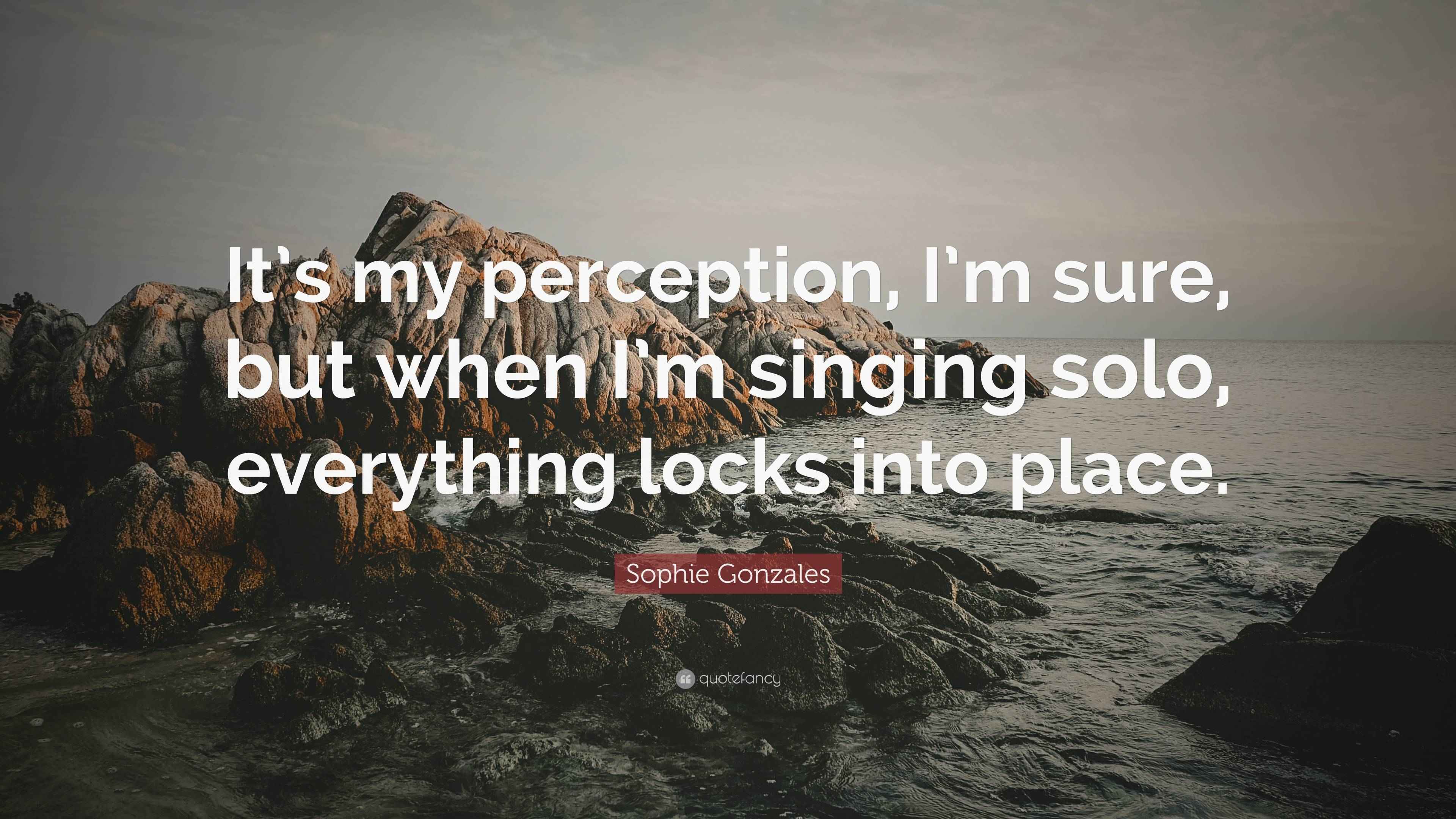 Sophie Gonzales Quote: “It’s my perception, I’m sure, but when I’m ...