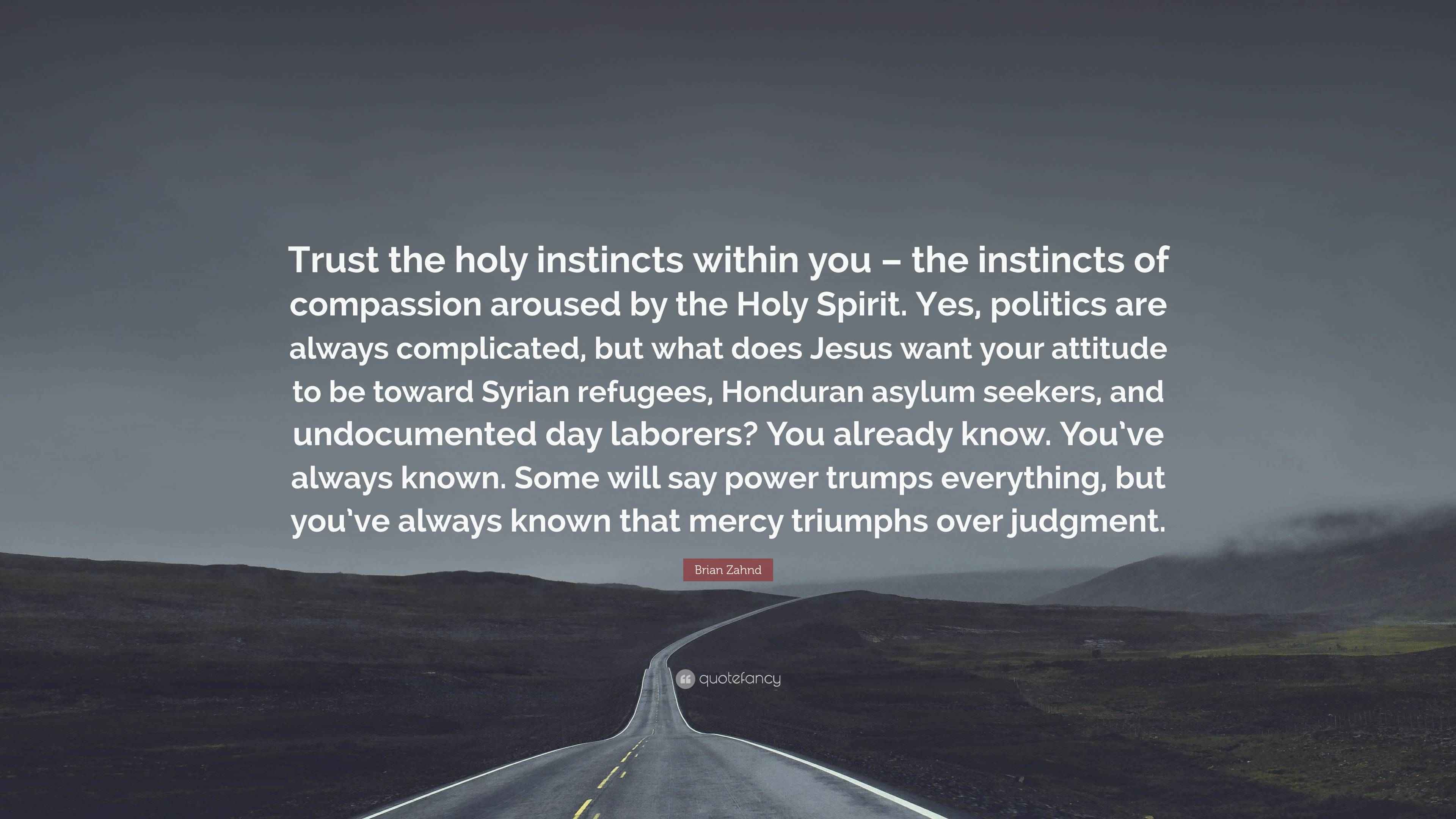 Brian Zahnd Quote: “Trust the holy instincts within you – the instincts ...