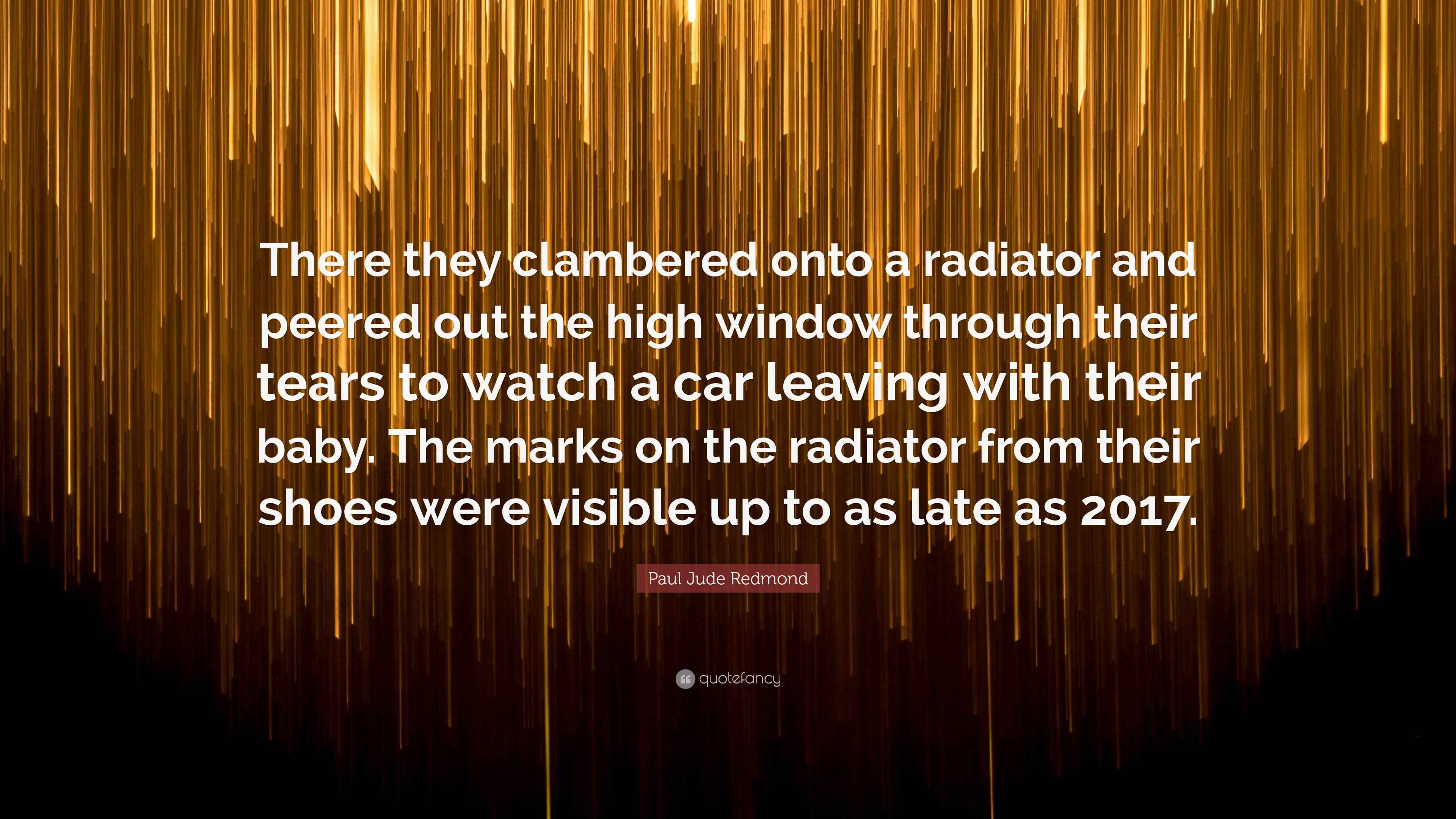 Paul Jude Redmond Quote: “There they clambered onto a radiator and ...