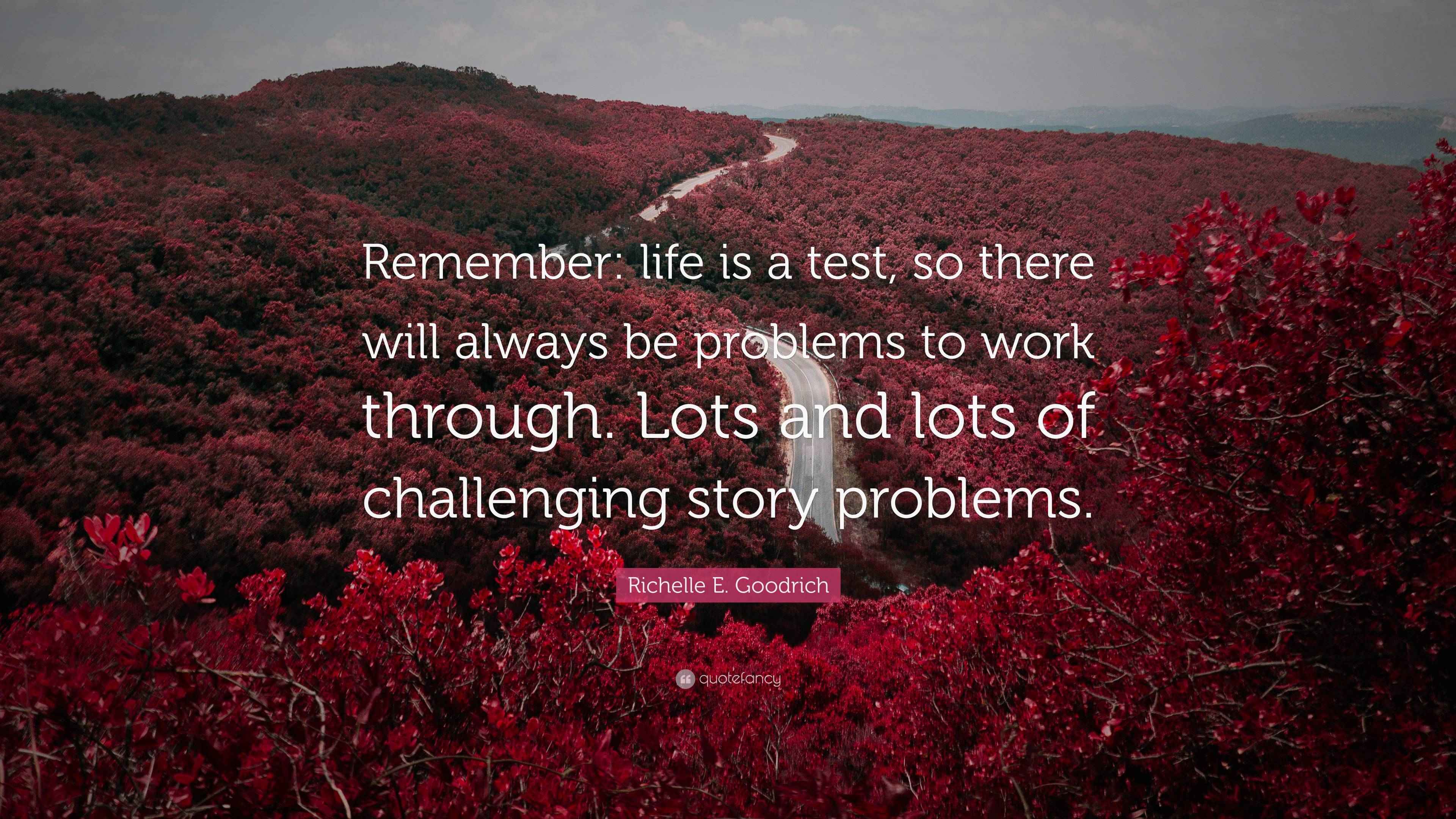 Richelle E. Goodrich Quote: “Remember: life is a test, so there will ...