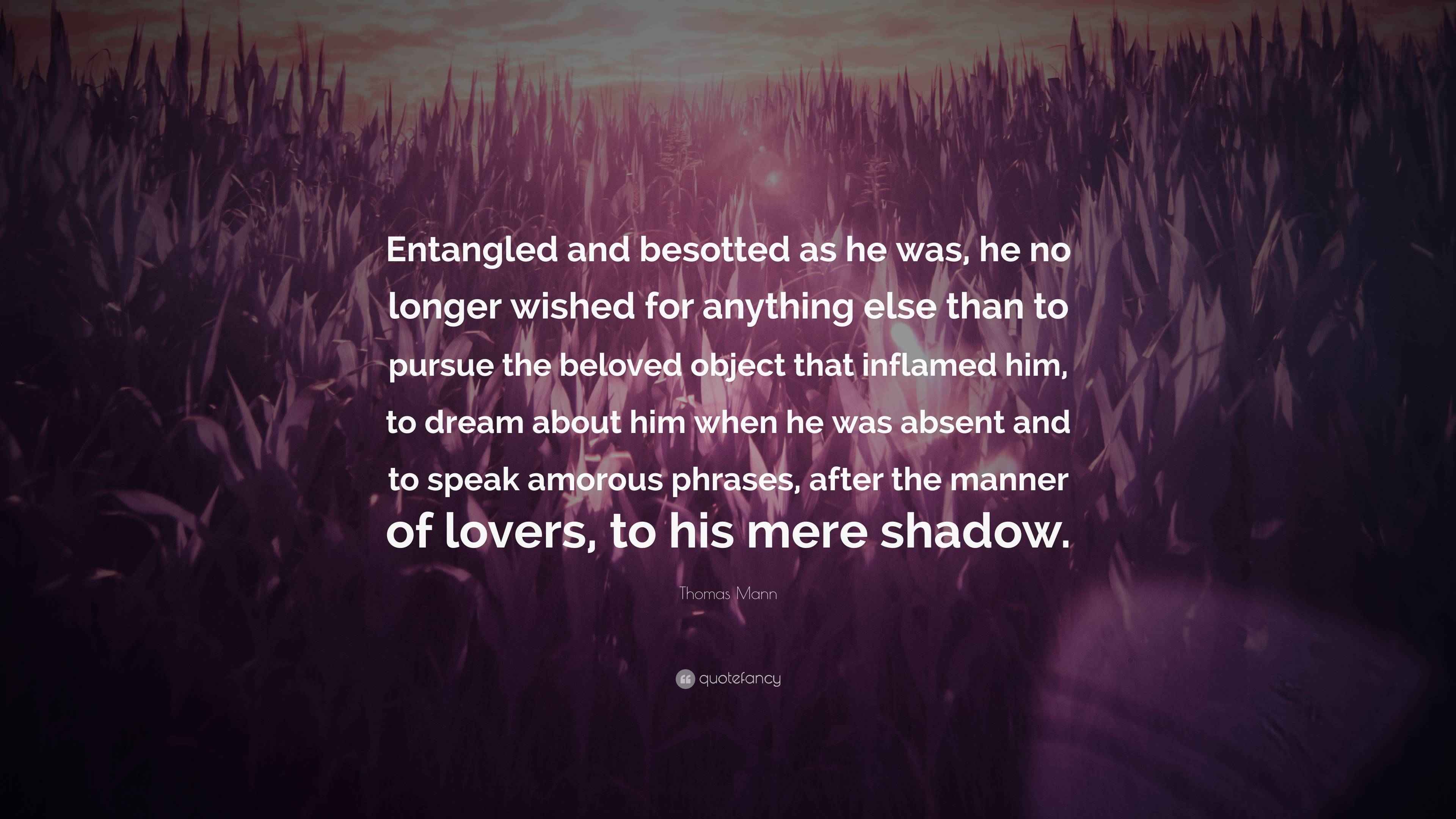 Thomas Mann Quote: “Entangled and besotted as he was, he no longer ...