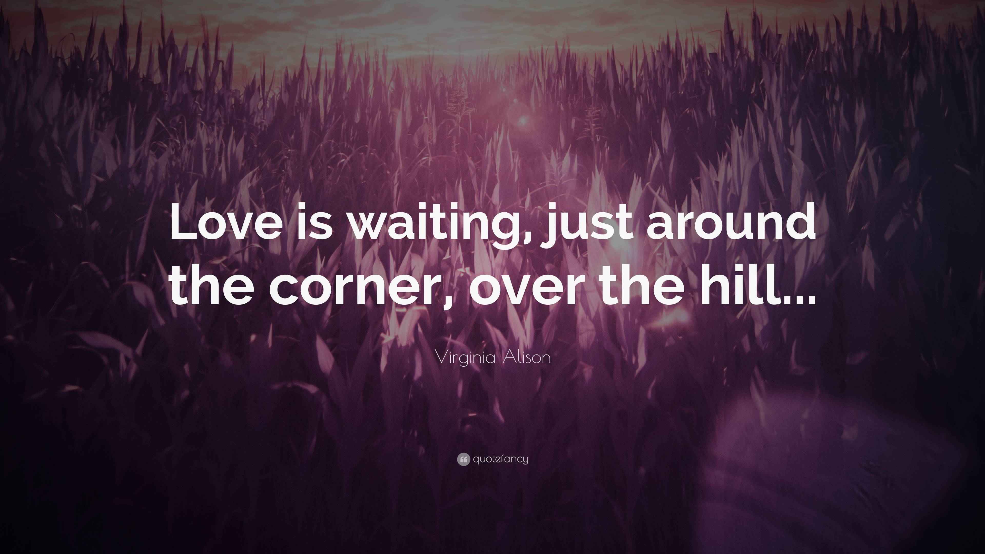 Virginia Alison Quote: “Love is waiting, just around the corner, over ...