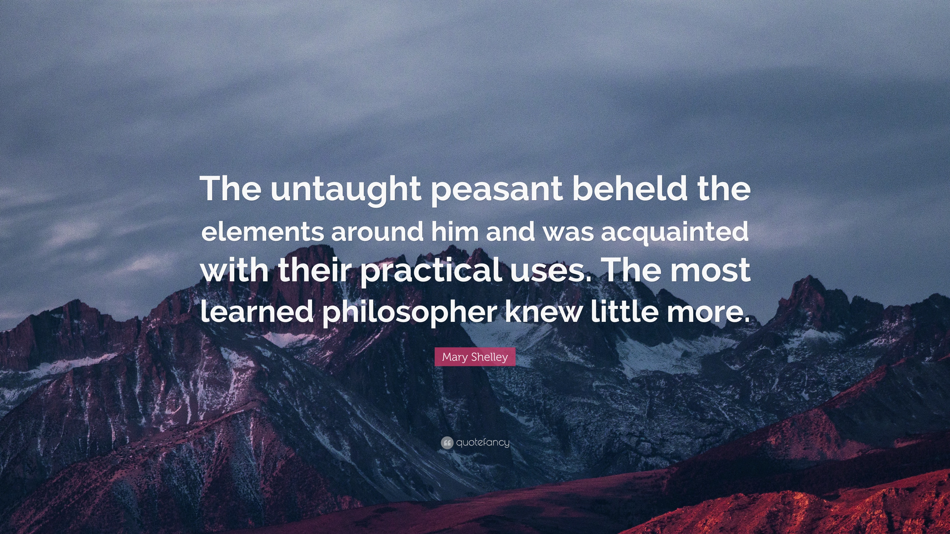 Mary Shelley Quote: “The untaught peasant beheld the elements around ...