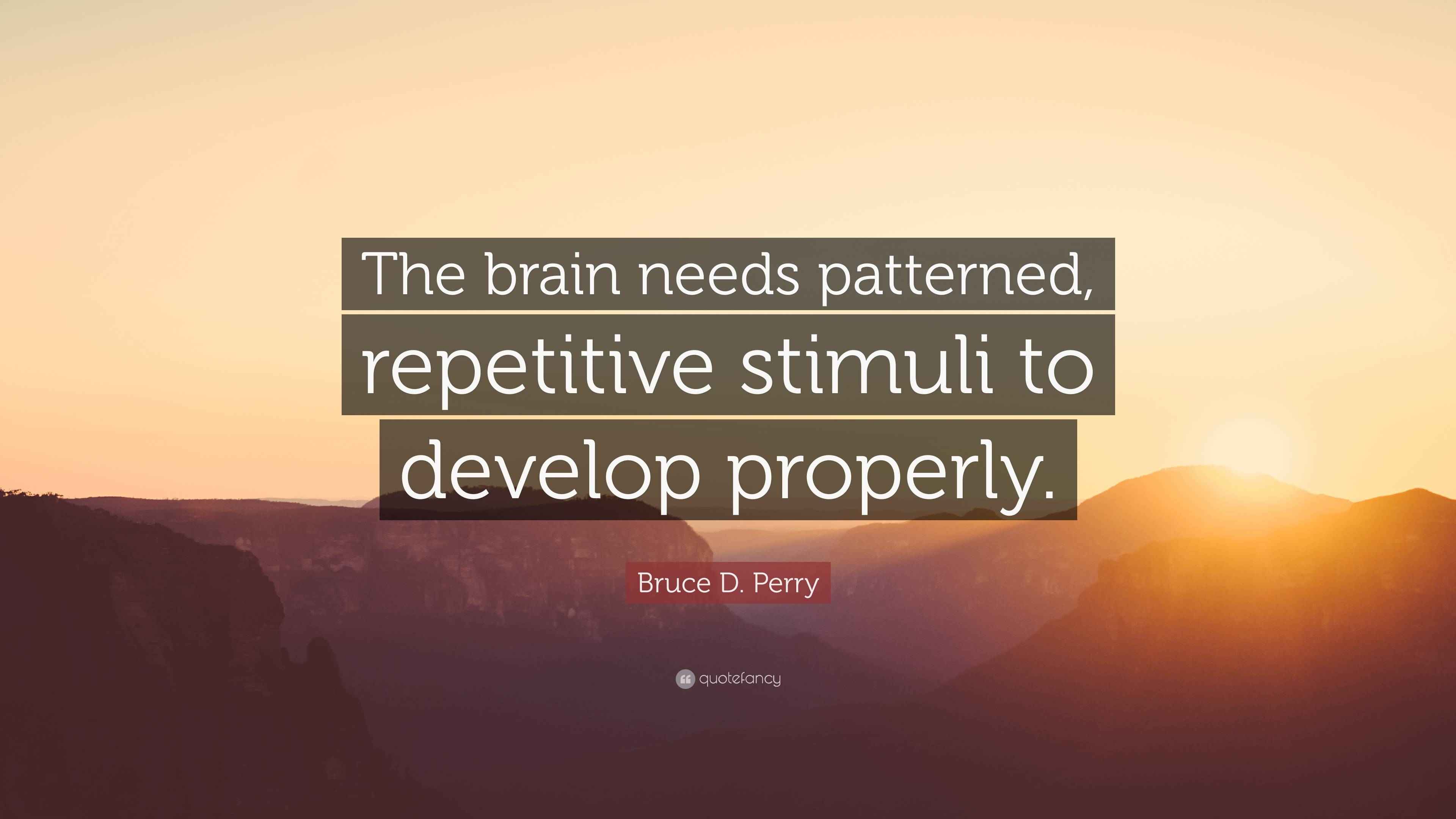 Bruce D. Perry Quote: “The brain needs patterned, repetitive stimuli to ...