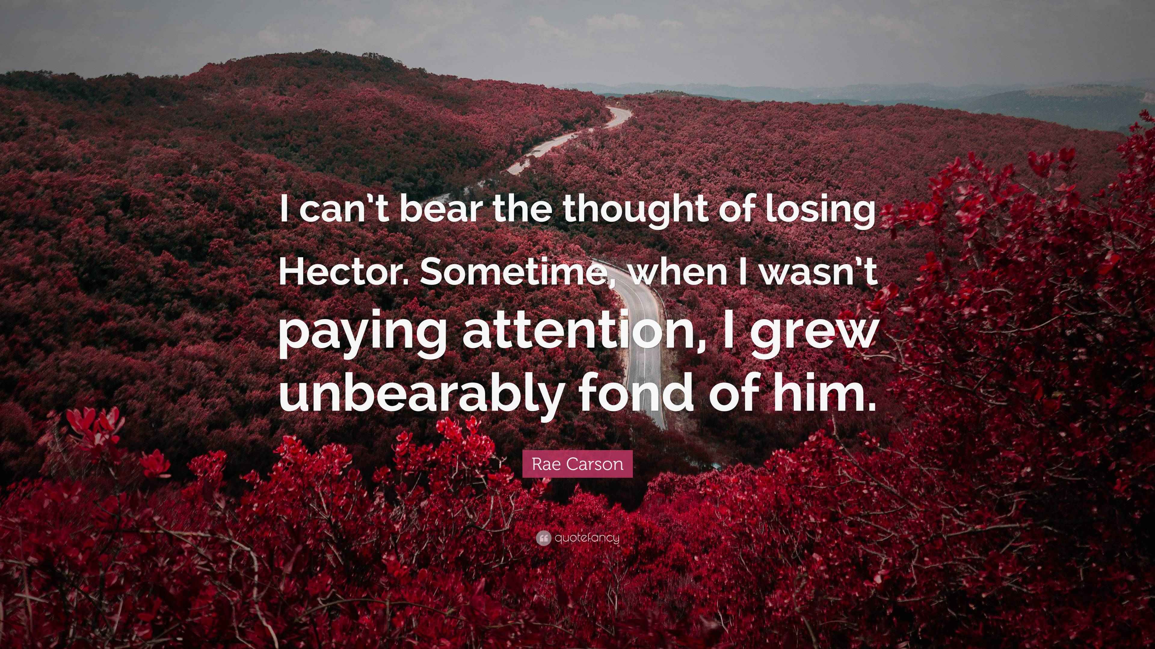 Rae Carson Quote: “I can’t bear the thought of losing Hector. Sometime ...