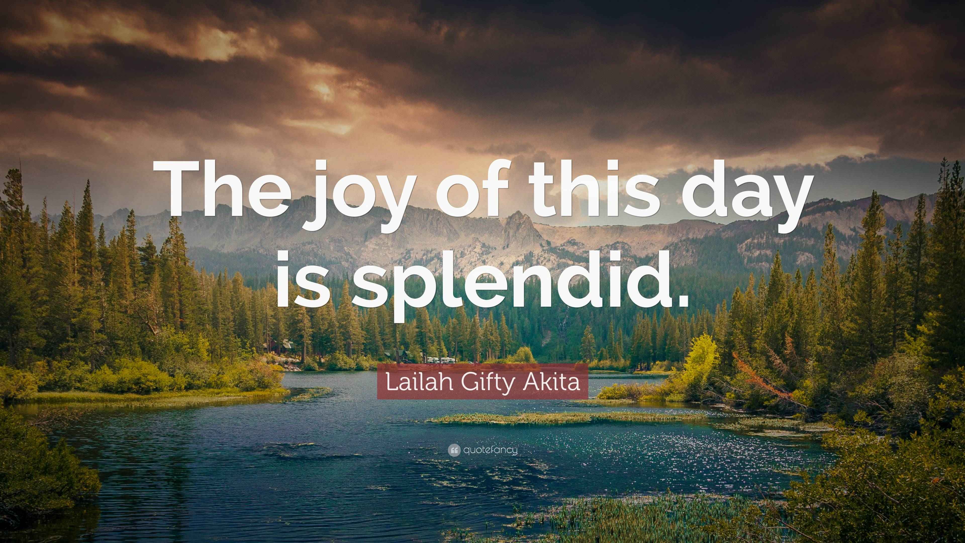 Lailah Gifty Akita Quote: “The joy of this day is splendid.”