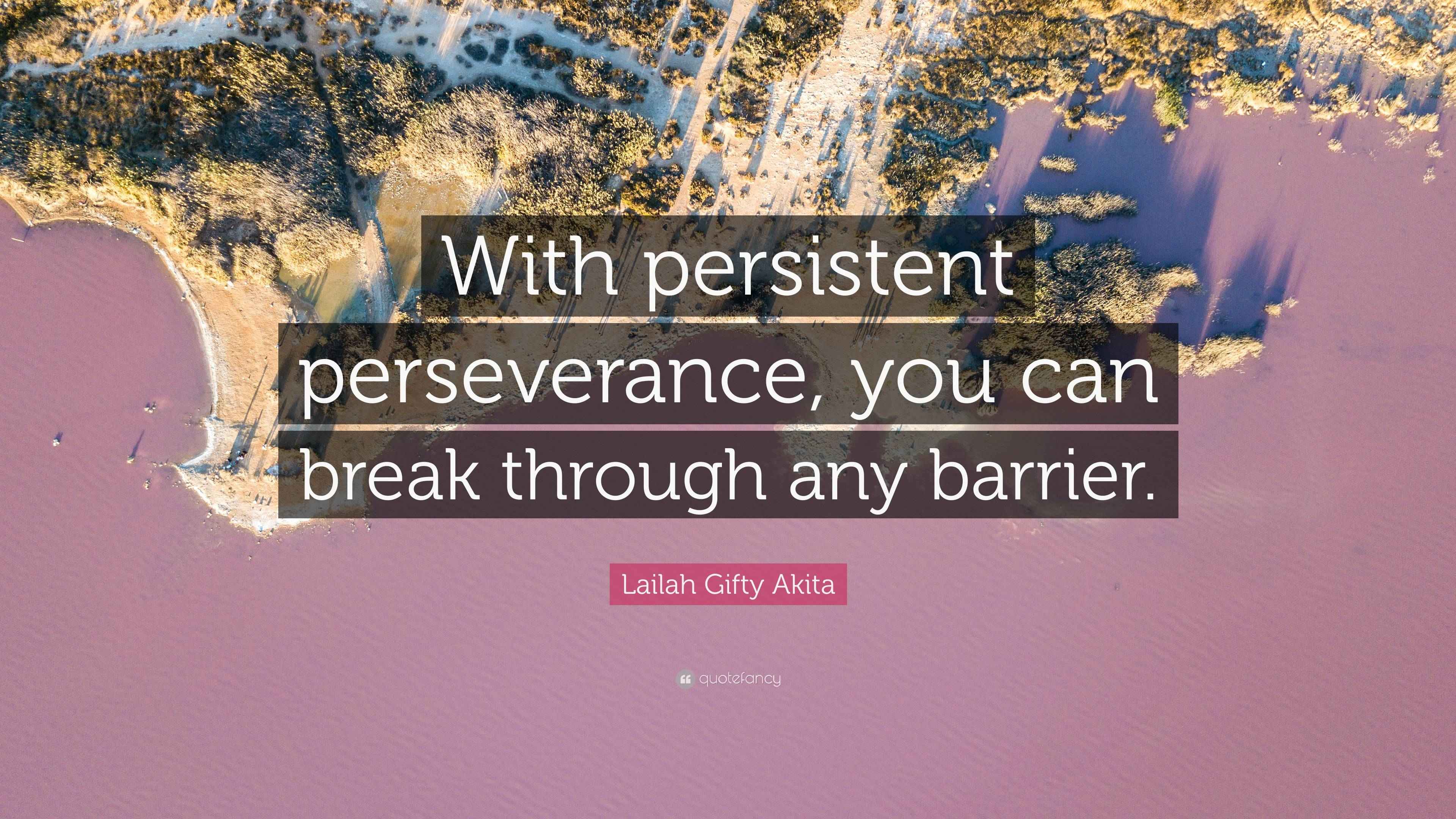 Lailah Gifty Akita Quote: “With persistent perseverance, you can break ...
